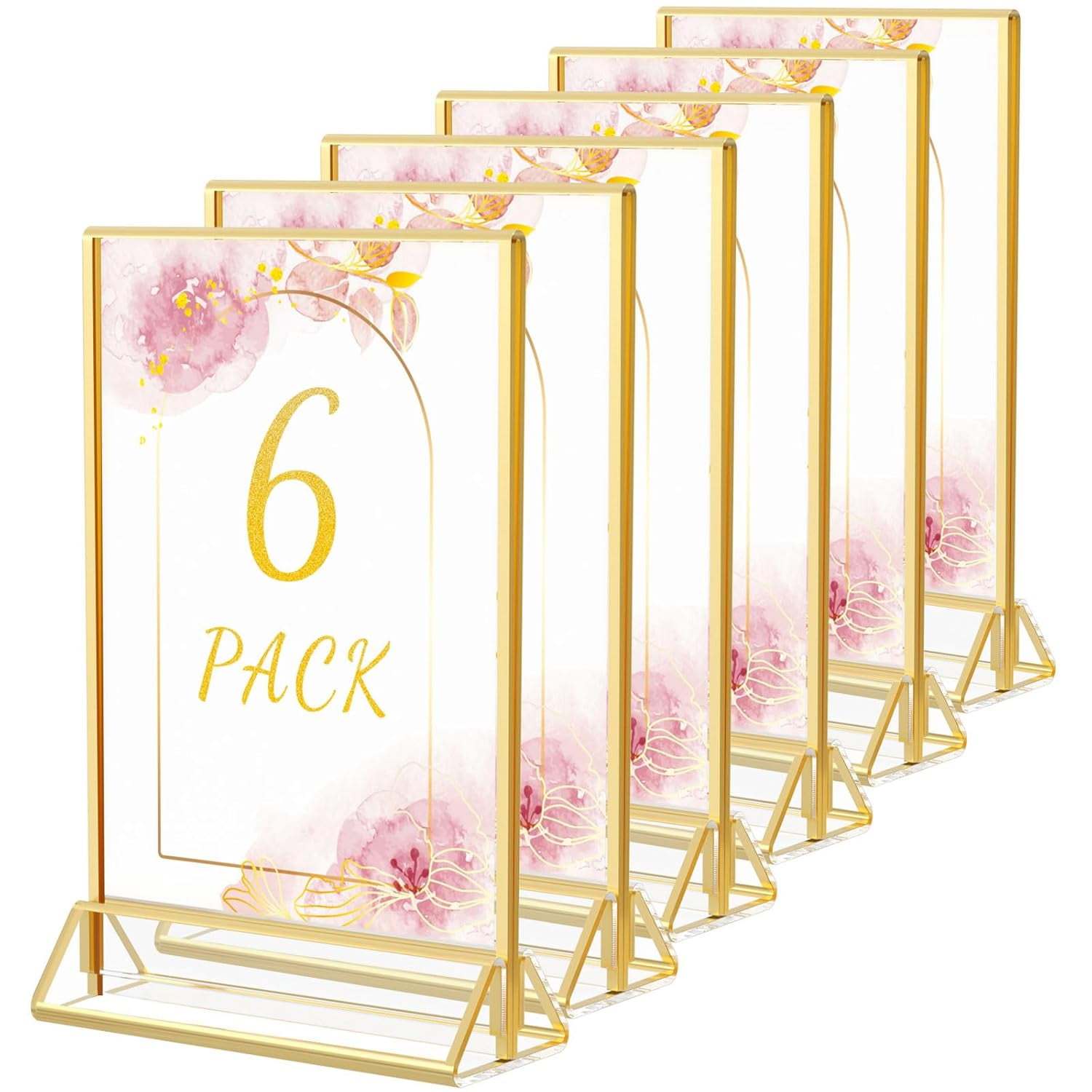 Wellsay Acrylic Gold Frames Sign Holders 8.5x11, Double Sided Table ...