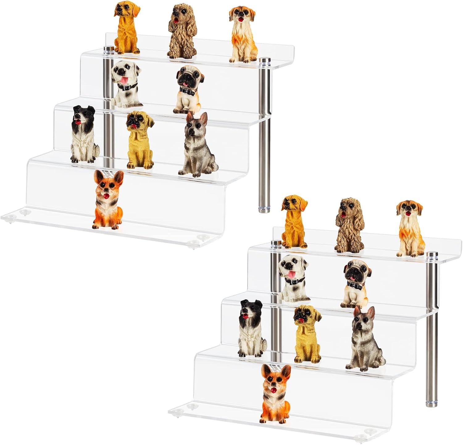 Wellsay Acrylic Riser Shelf 4 Tier Clear Display Stand for Collectibles ...