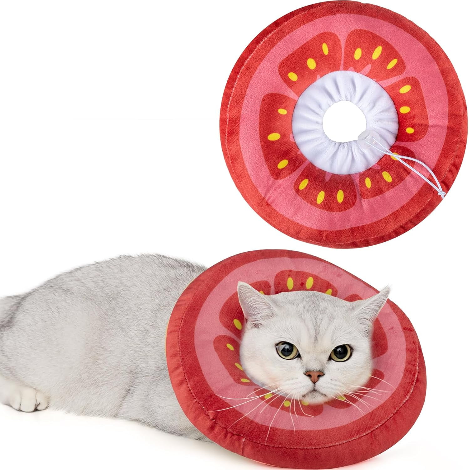 Wellsay Adjustable Cone Collar Soft, Cute Donut Collar After Surgery ...