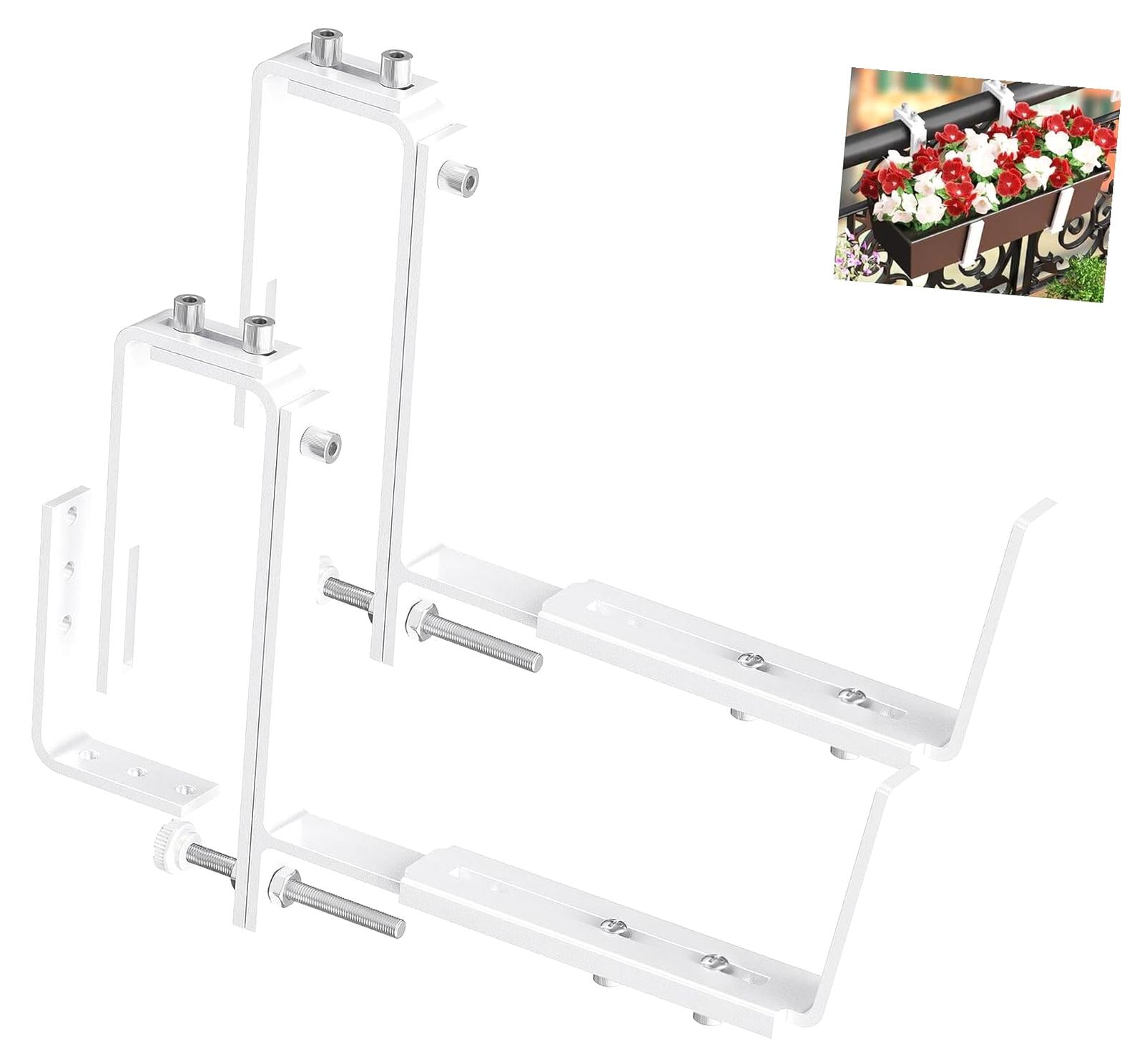 Wellsay Adjustable Window Box Brackets Iron Box Planter , 2 Pack ...
