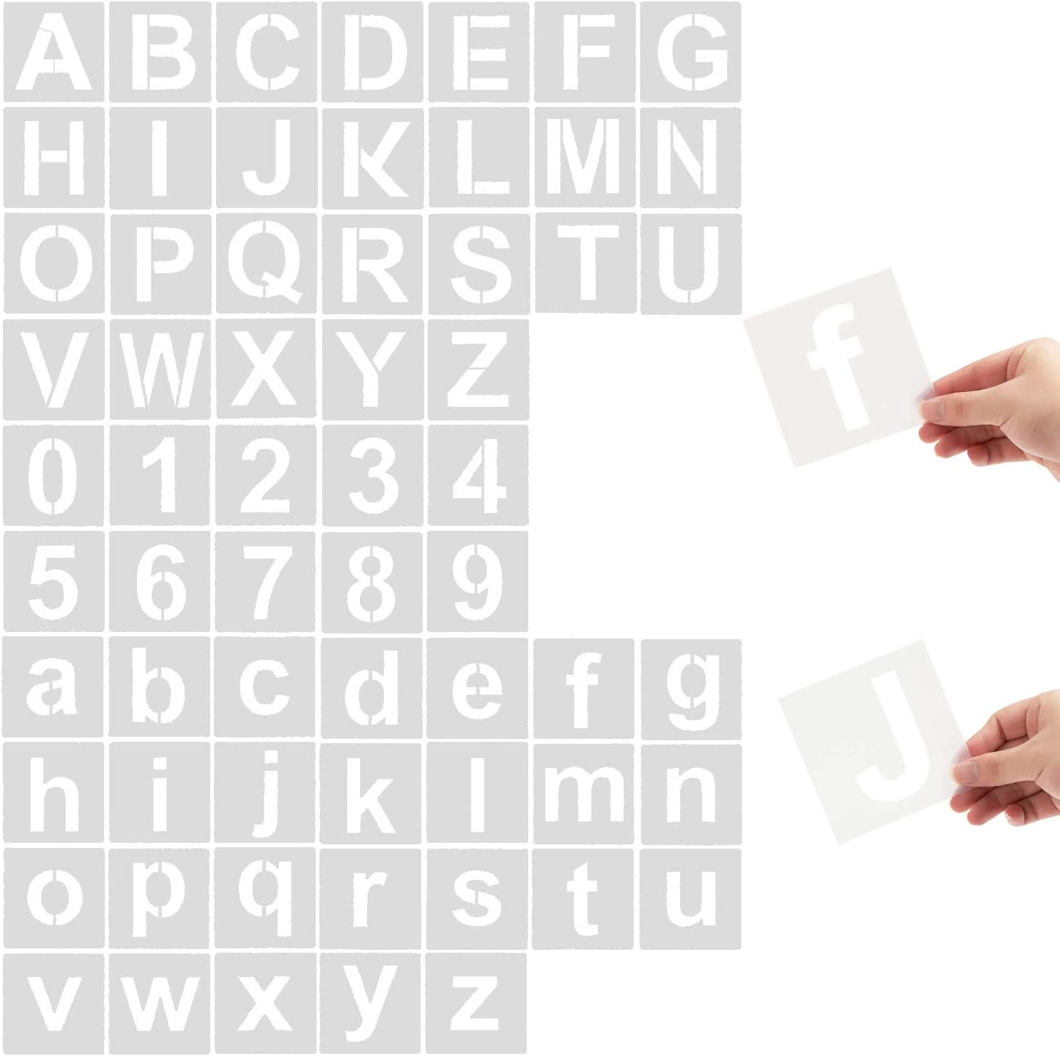 Wellsay Alphabet Letter Stencils 2 inches, 62 Pcs Reusable Plastic ...