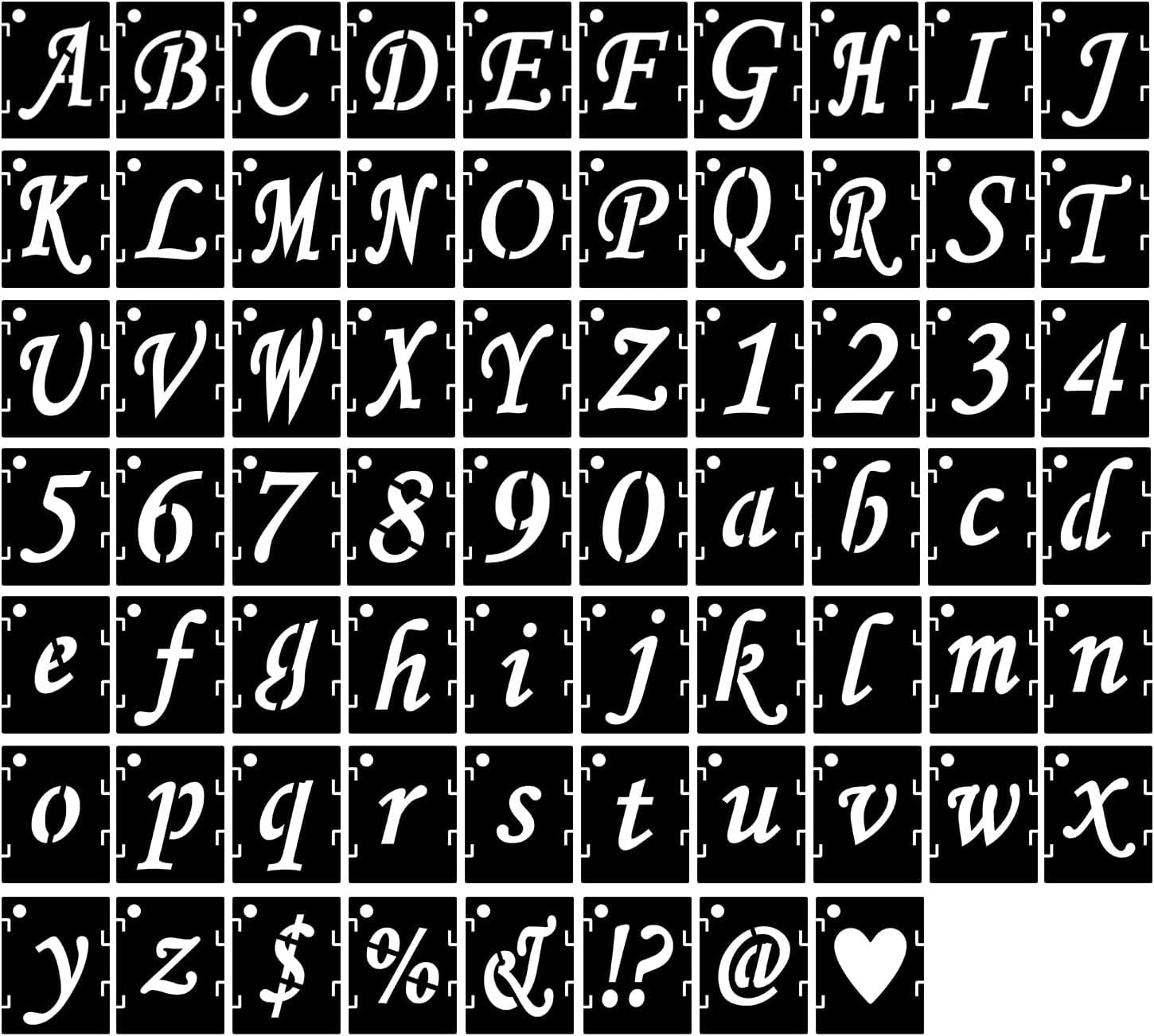 Wellsay Alphabet Letter Stencils 5 inch, 68 Pcs Reusable Plastic Letter ...