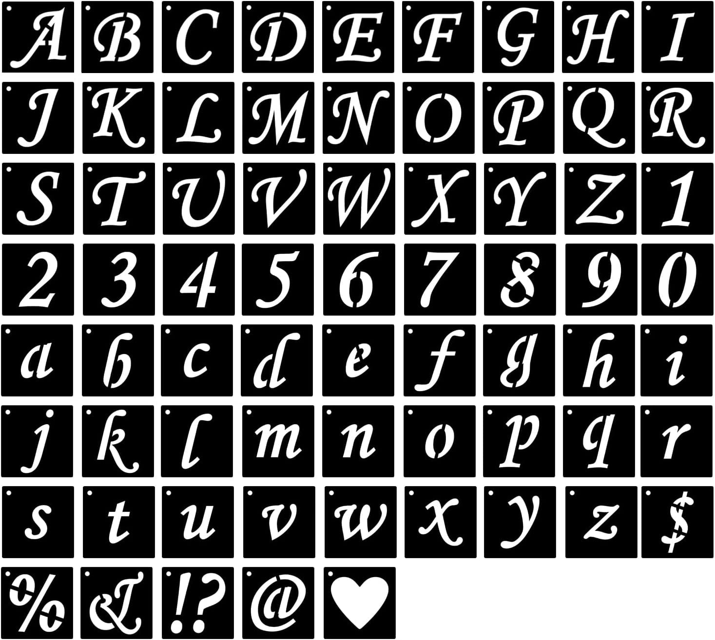 Wellsay Alphabet Letter Stencils 6 inch, 68 Pcs Reusable Plastic Letter ...