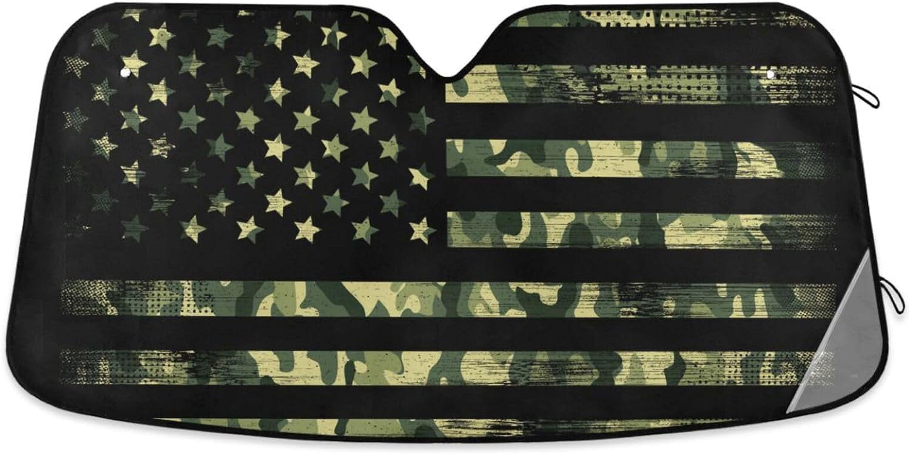 Wellsay American Flag Camouflage Car Windshield Sun Shade Foldable Sun ...