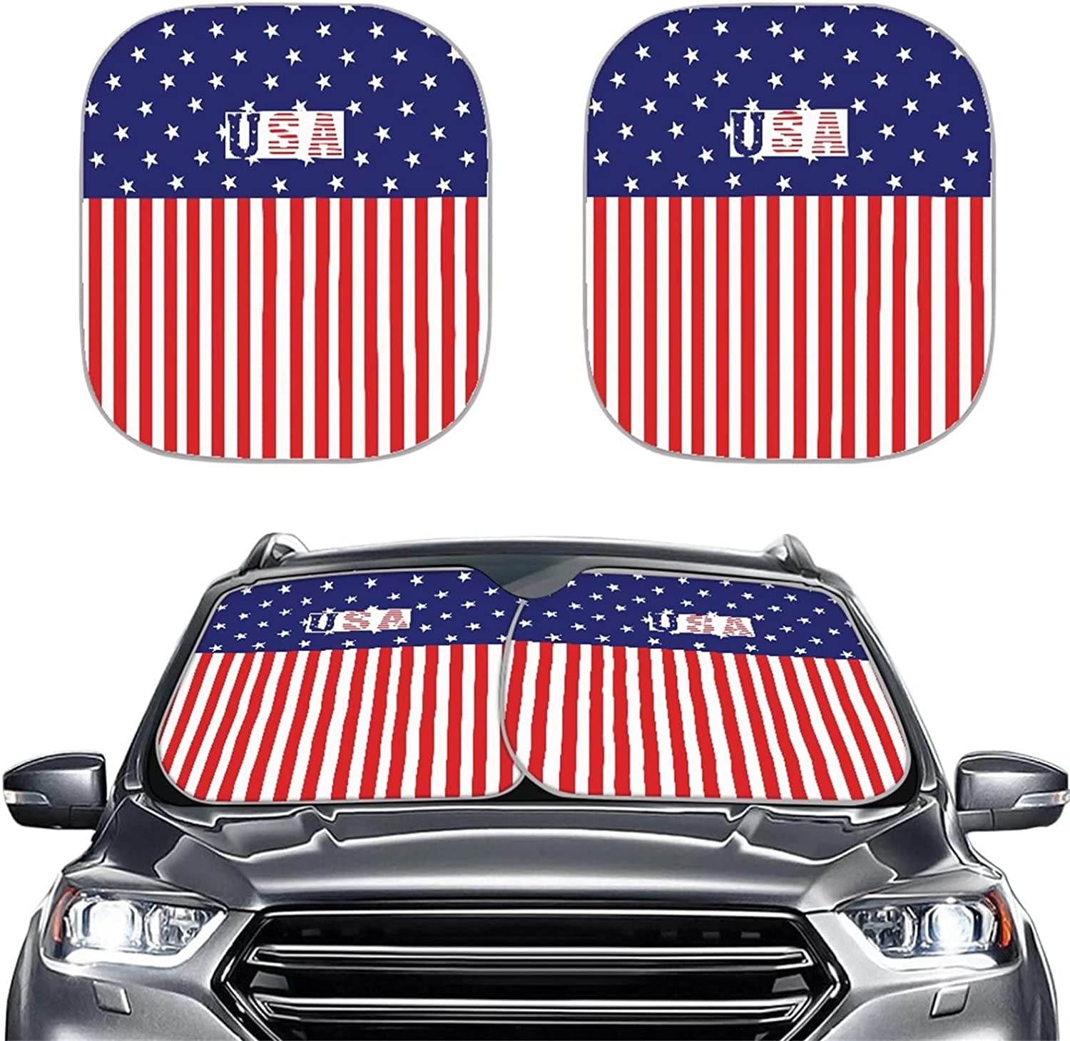 Wellsay American Flag Novelty Car Windshield Sunshade Sun Shades Easy ...
