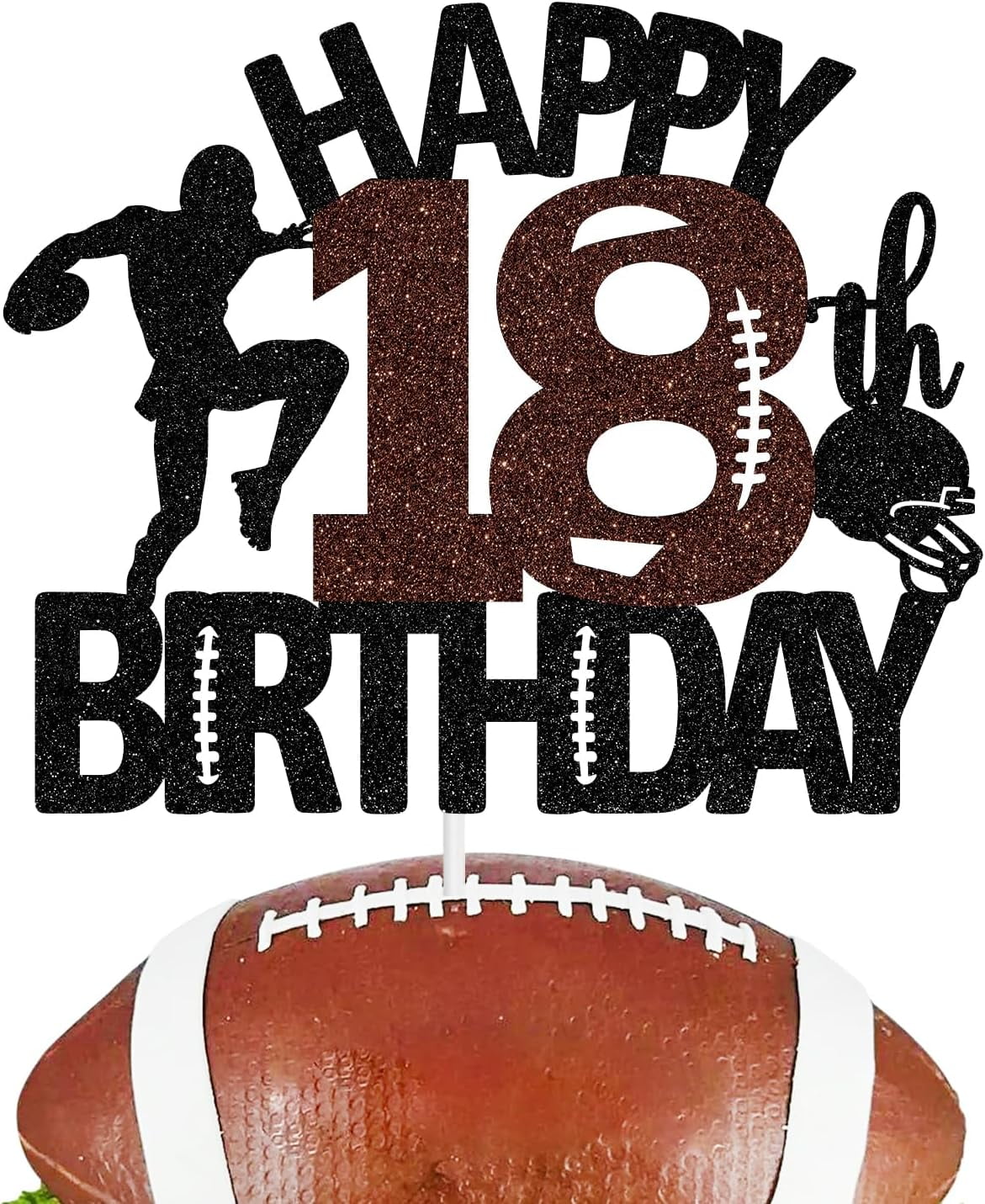 Wellsay American Football Happy 18th Birthday Cake Tor, Glitter ...