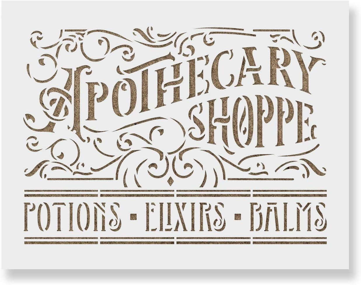 Wellsay Apothecary Sho Stencil - Pharmacy Decor, Medical Art, Sho ...