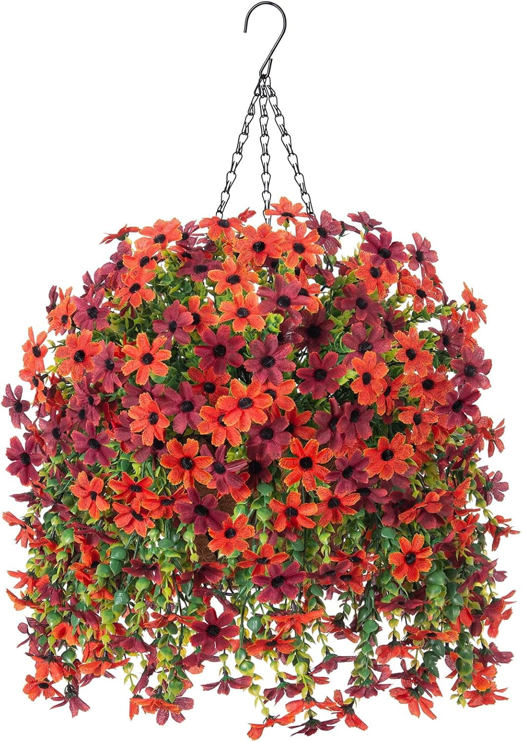 Wellsay Articial Fake Spring Summer Hanging Flowers Plants with Basket ...