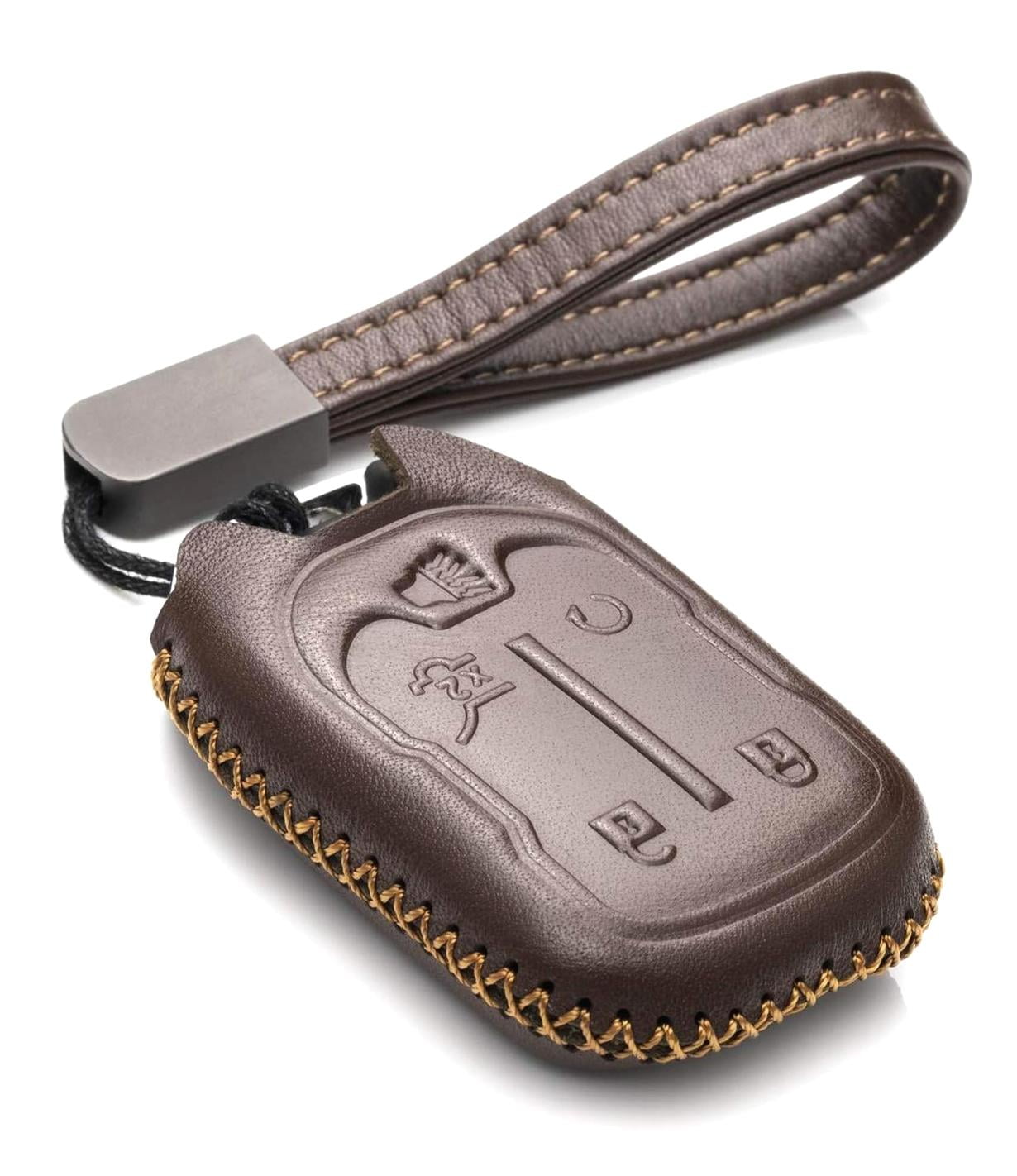 Wellsay Authentic Leather Smart Key Fob Holder with Leather Lanyard for ...