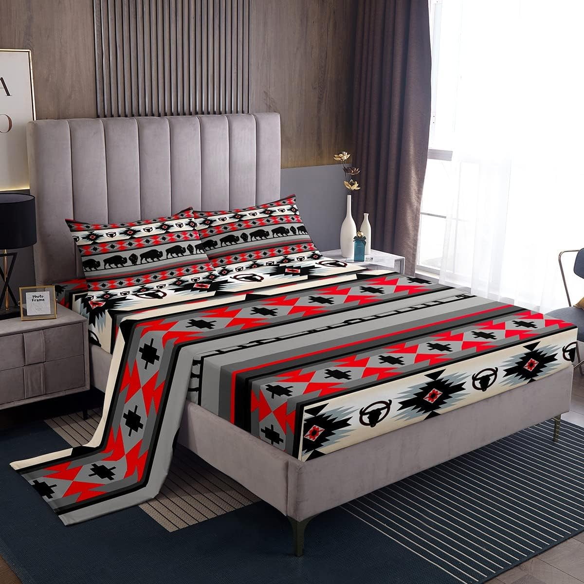 Wellsay Aztec Sheet Set Queen,Southwestern Highland Cow tted Sheet ...