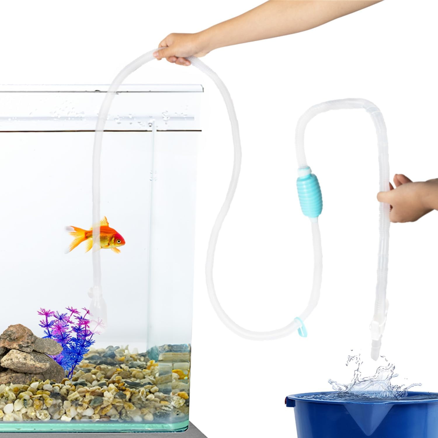Wellsay BPA Free 10 feet Hose Aquarium Cleaner Siphon Pump - Hand ...