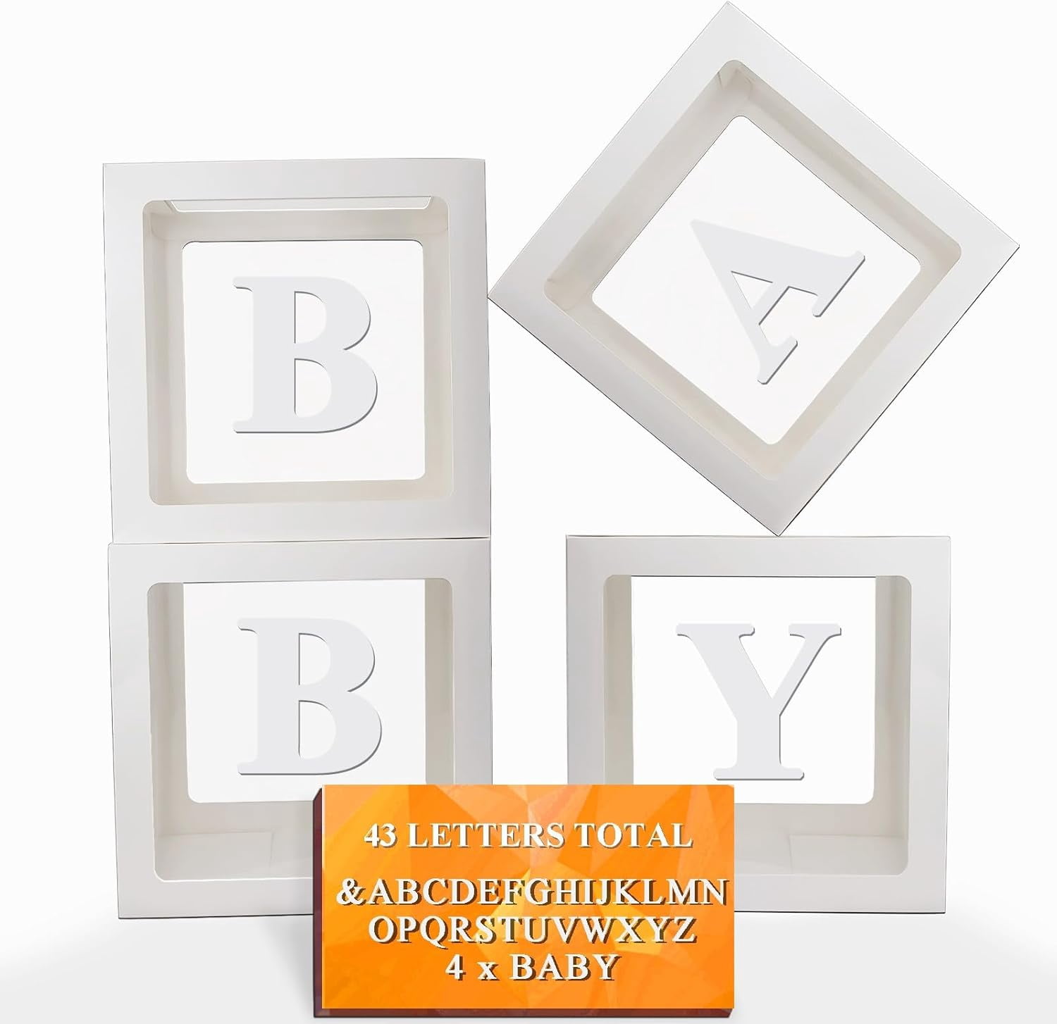 Wellsay Baby Boxes with Letters, Clear Balloon Boxes for Baby Shower ...