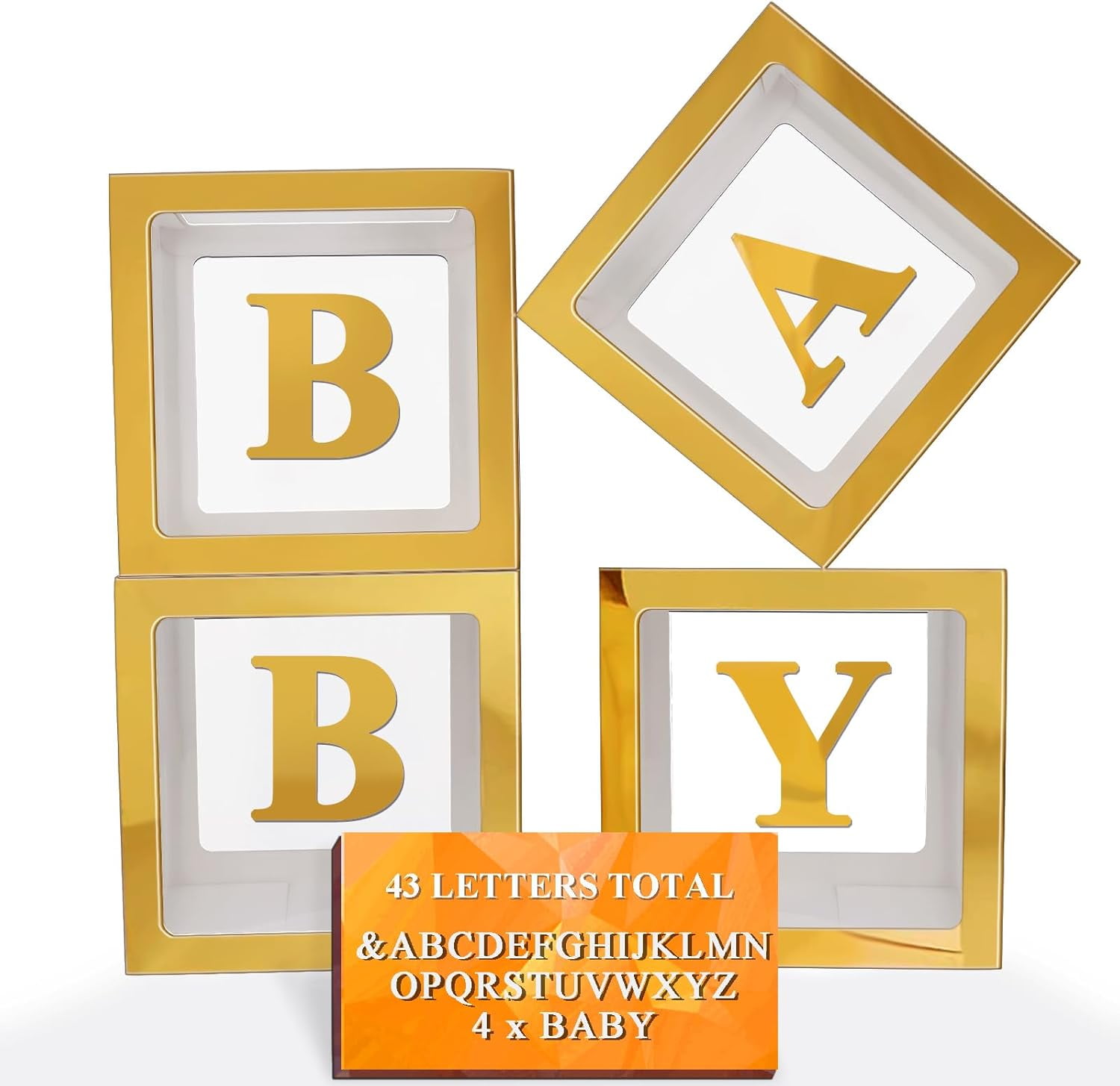 Wellsay Baby Boxes with Letters, Clear Balloon Boxes for Baby Shower ...
