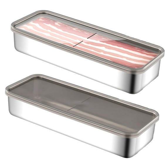Wellsay Bacon Container for Refrigerator, Airtight Bacon Storage, Steel ...