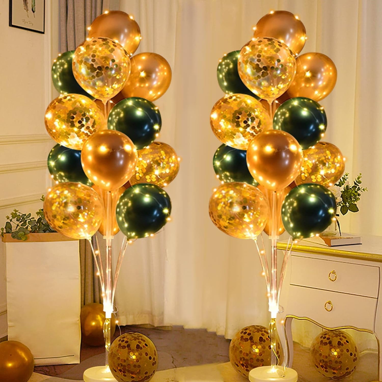 Wellsay Balloon Column Stand Kit for Floor with String Light 2 Set Gold ...