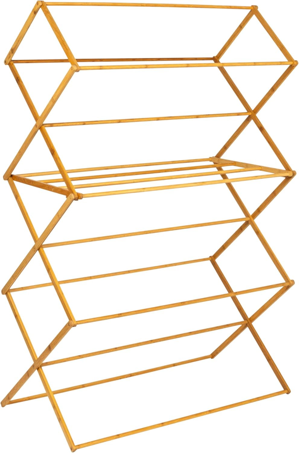 Wellsay Bamboo Oversized Clothes Drying Folding Rack, Upscale Laundry ...