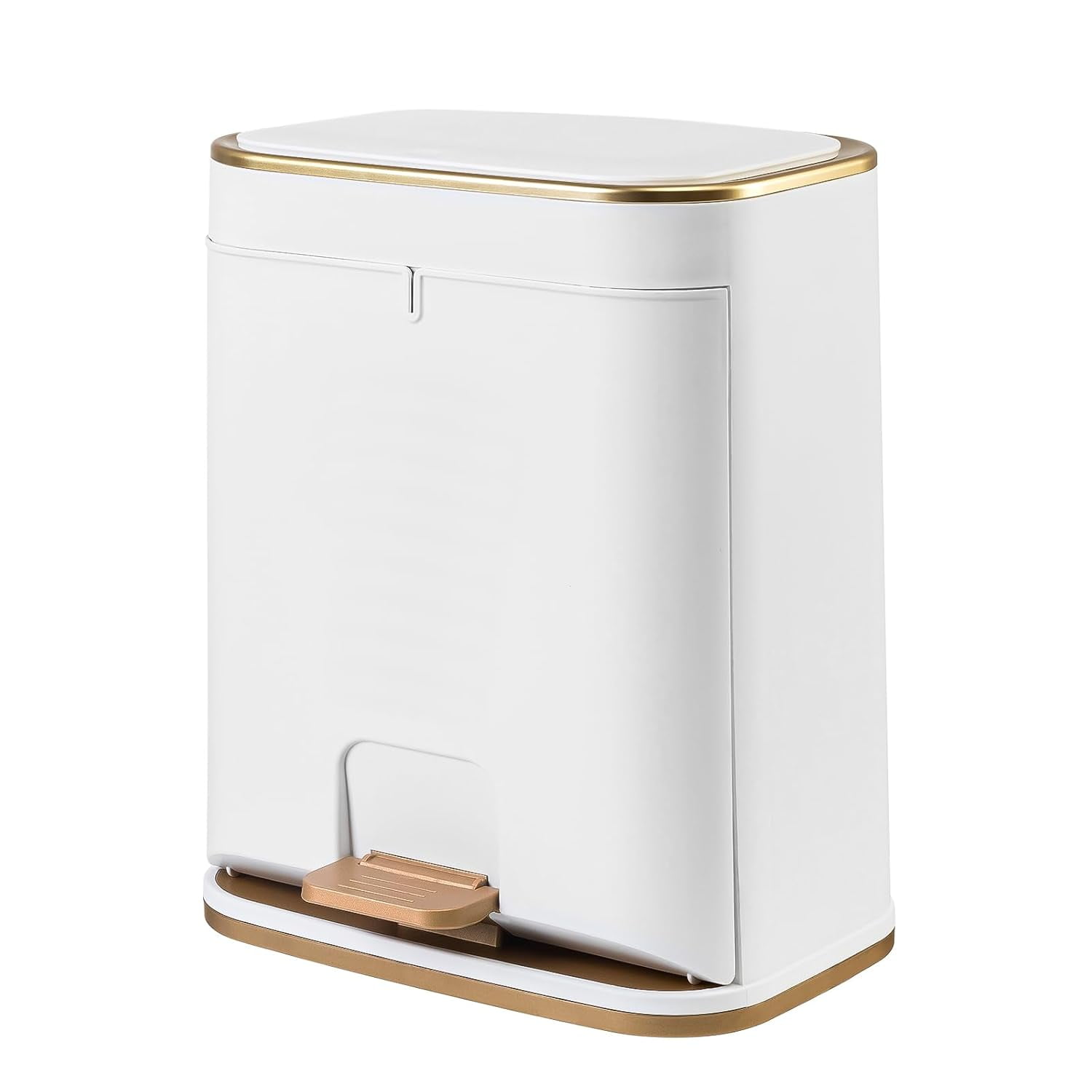 Wellsay Bathroom Trash Can with Lid, 3 Gallon Gold Garbage Can, Small ...