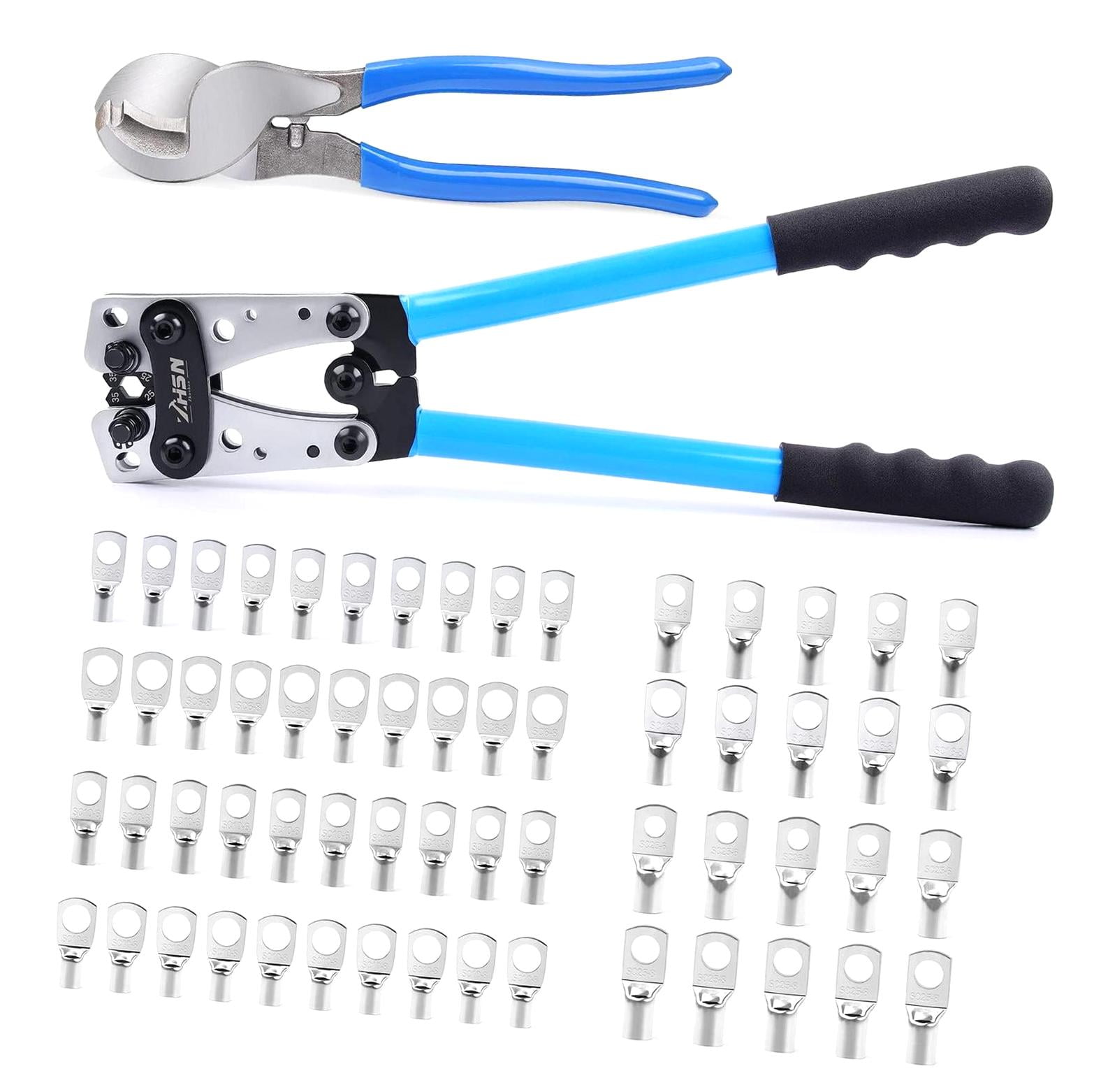 Wellsay Battery Wire Crimper Kit, Battery Cable Lug Crimping Tool for ...