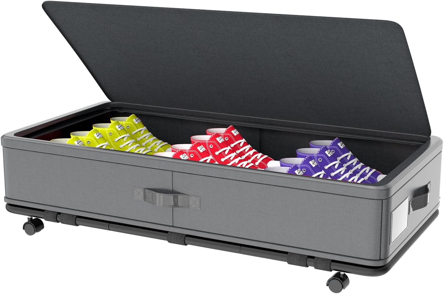 Wellsay Under Bed Storage with Wheels, 50L Large Capacity Underbed ...