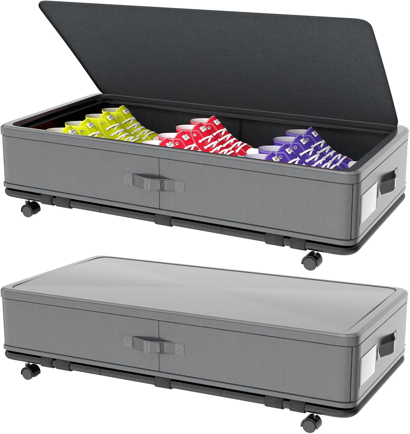 Wellsay Under Bed Storage with Wheels, 50L Large Capacity Underbed ...