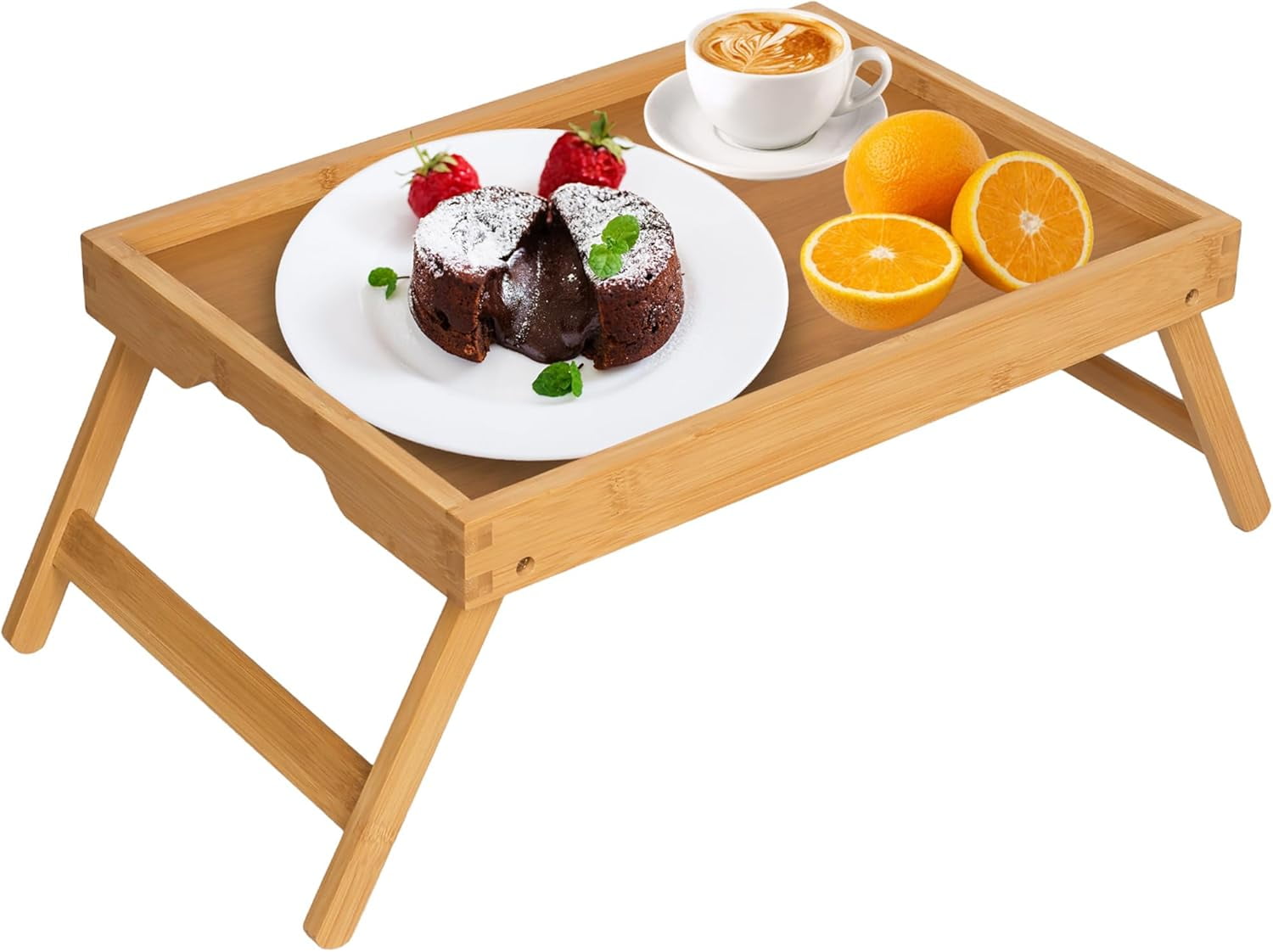 Wellsay Bed Tray Table with Folding Legs,Bamboo Breakfast in Bed for TV ...