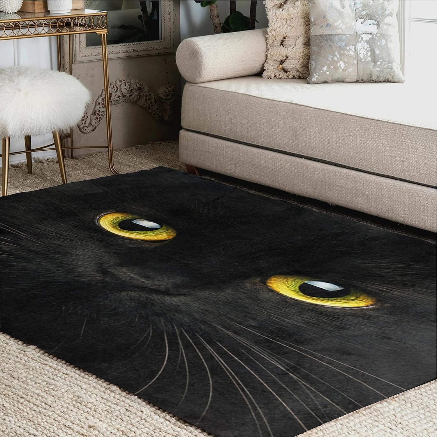 Wellsay Black Cat Kitten Area Rug Rugs for Living Room Bedroom 5'3"x4 ...