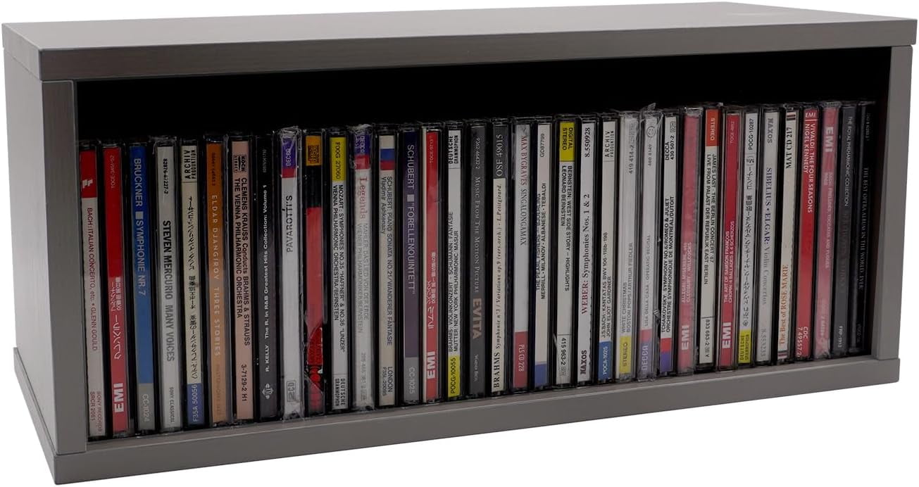 Wellsay Black Cd Storage Box, 15.67 x 6.77 x 6.38 Inch Cd Rack ...