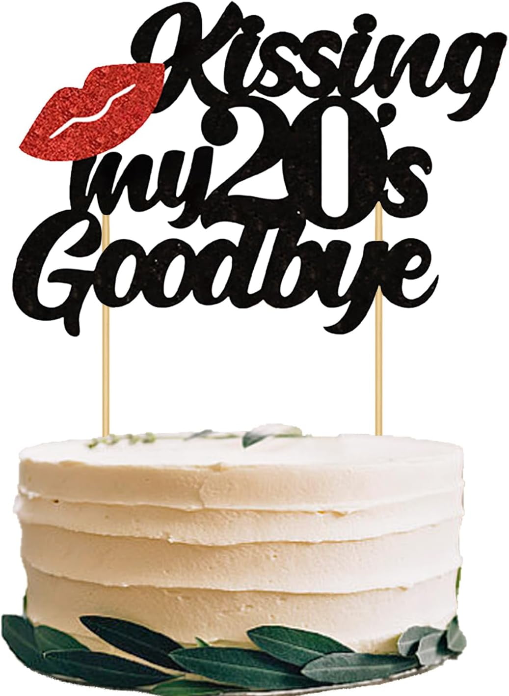 Wellsay Black Happy Birthday Cake Tor Kissing My 20’s Goodbye Birthday ...