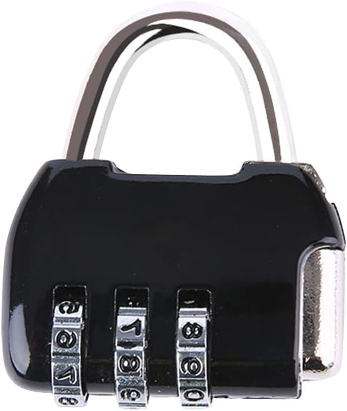 Wellsay Black Mini 3-Digit Combination Padlock - Zinc Alloy Security ...