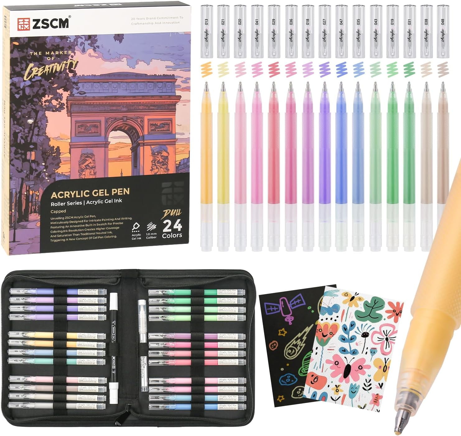Wellsay Black Paper Sketchbook & 24 Colors Acrylic Gel Pens for Drawing ...