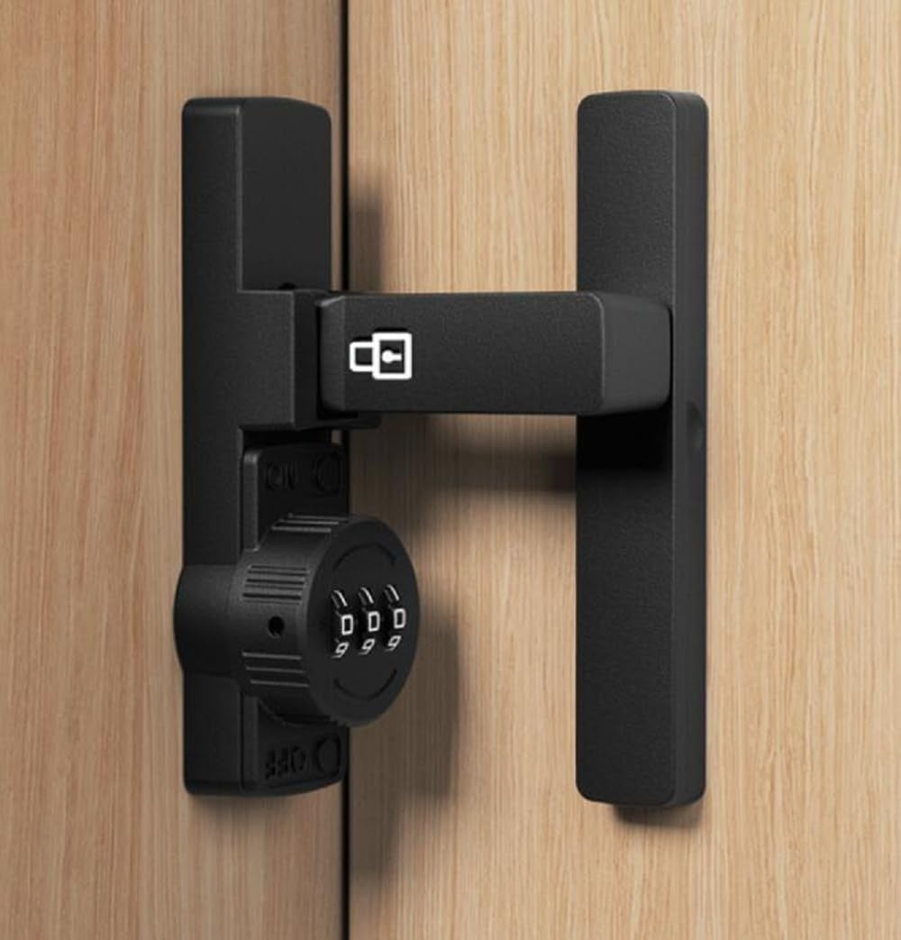Wellsay Black Password 90 D Lock Sliding barn Door Latch Right Angle ...