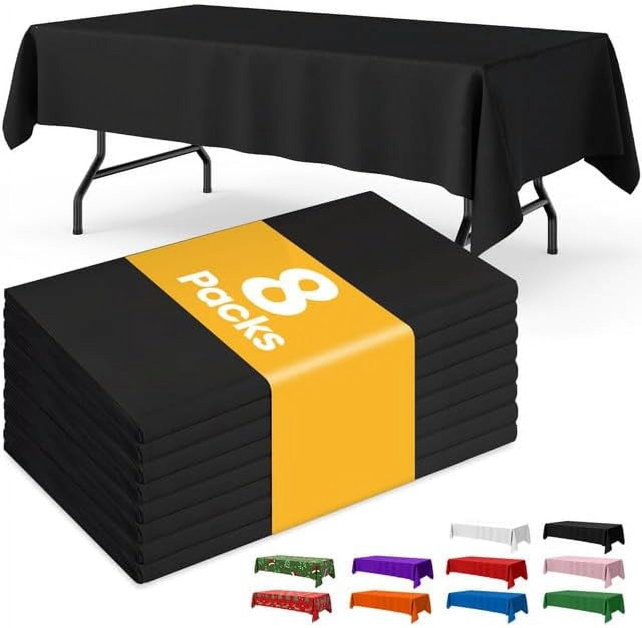 Wellsay Black Plastic Table Cloth Rectangle Table 8 Pack, 54''×108 ...