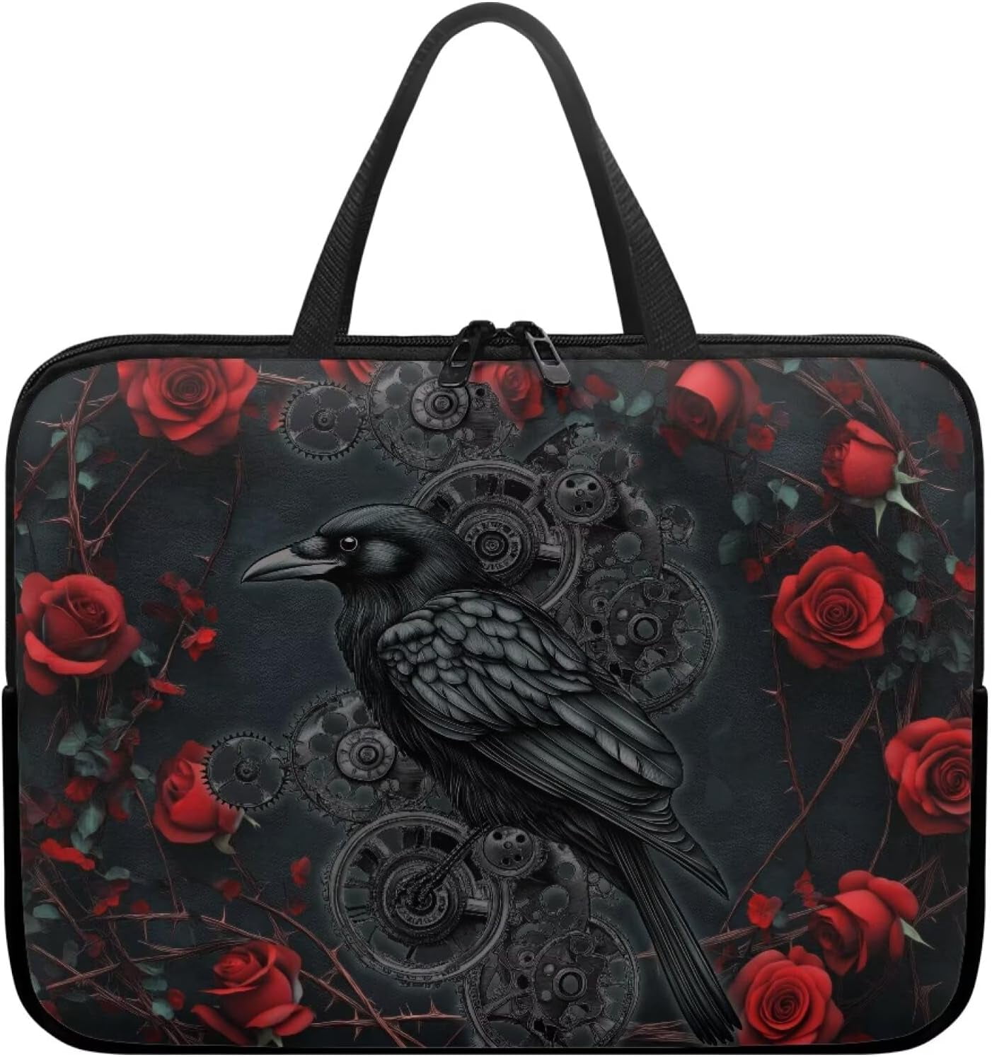 Wellsay Black Raven Red Rose Print Laptop Sve Case Carrying Computer ...