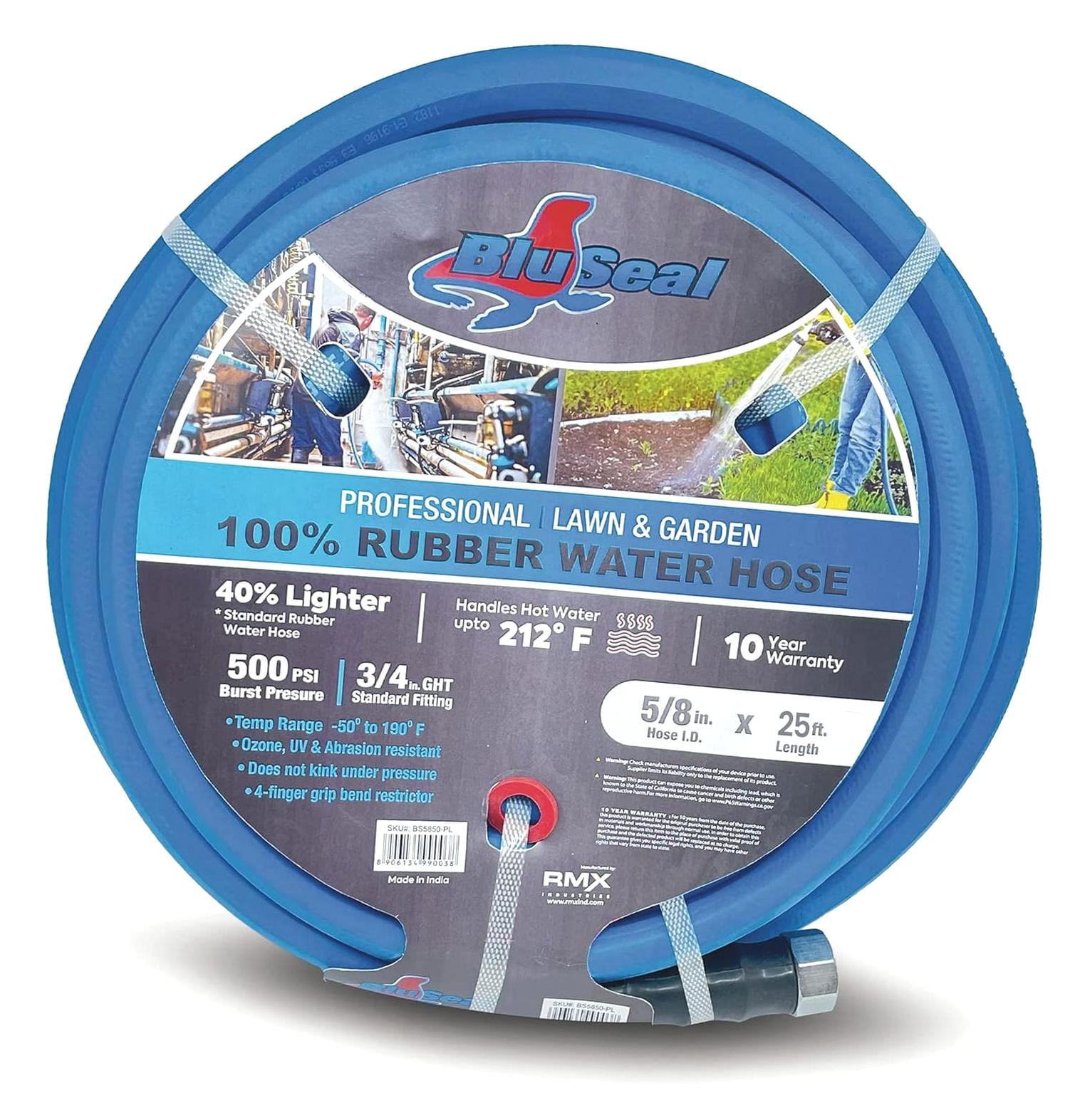 Wellsay BluSeal Hot/ Water Rubber Hose, Fully Rubber, Extremely Light, , 500 PSI, 50F to 190F ...