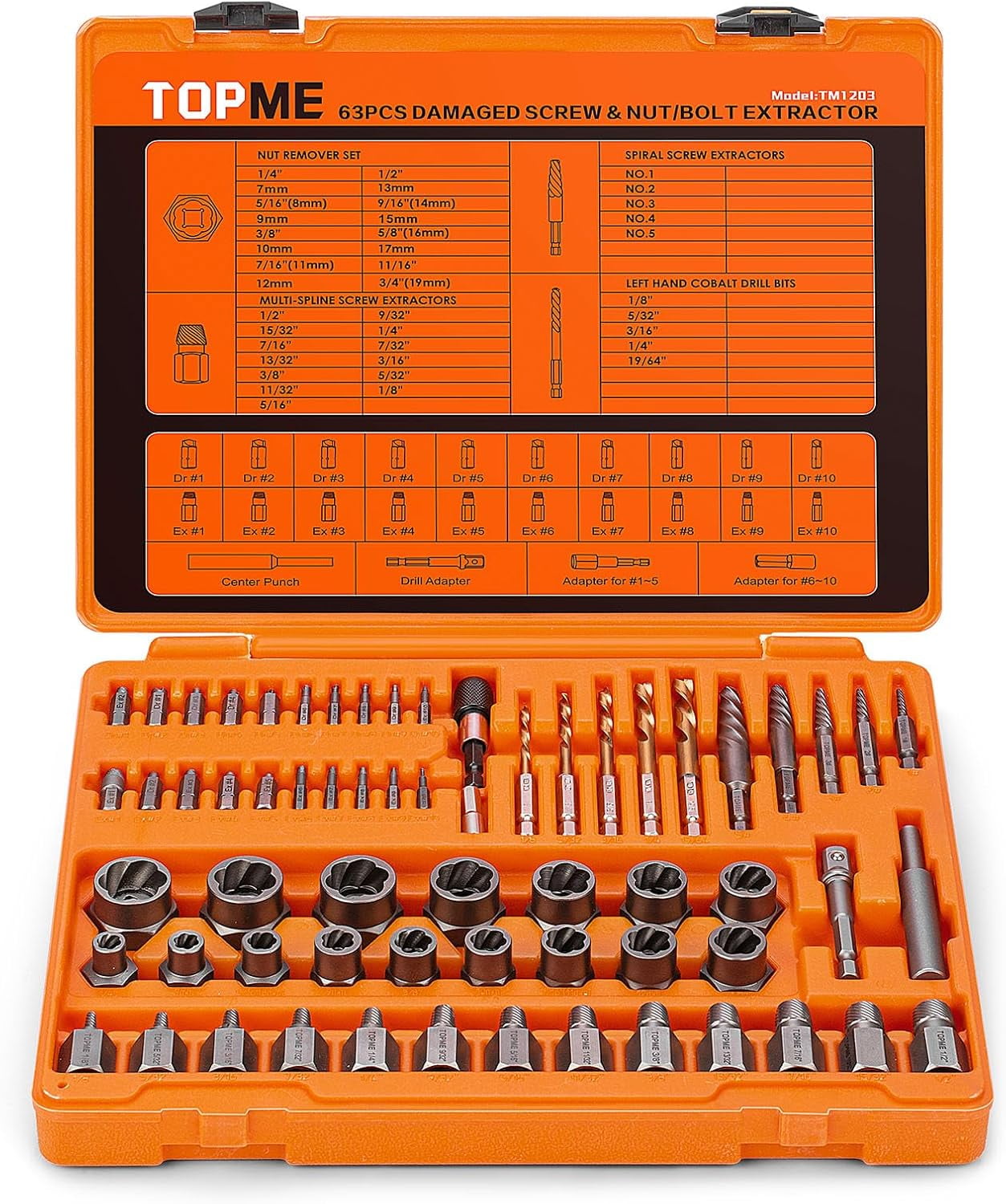 Wellsay Bolt Extractor Kit, 63 Pieces Screw Extractor Set with Left ...