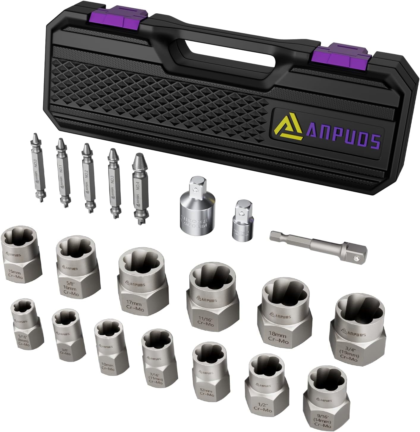 Wellsay Bolt Extractor Screw Extractor Set, 21 Piece Easy Out Broken ...