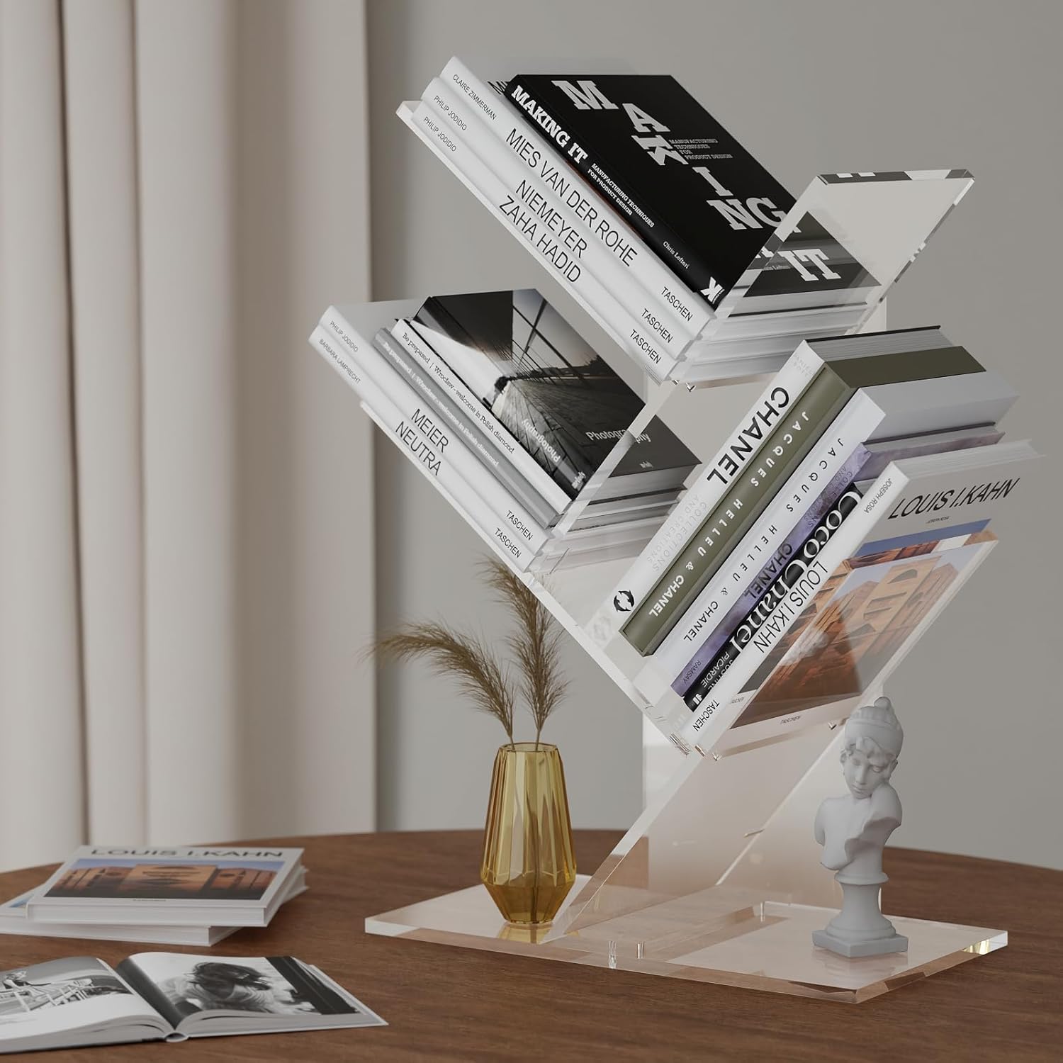 Wellsay Book Shelf, 3 Tier Acrylic Small Bookshelf, Tiny Home Book/Cd ...