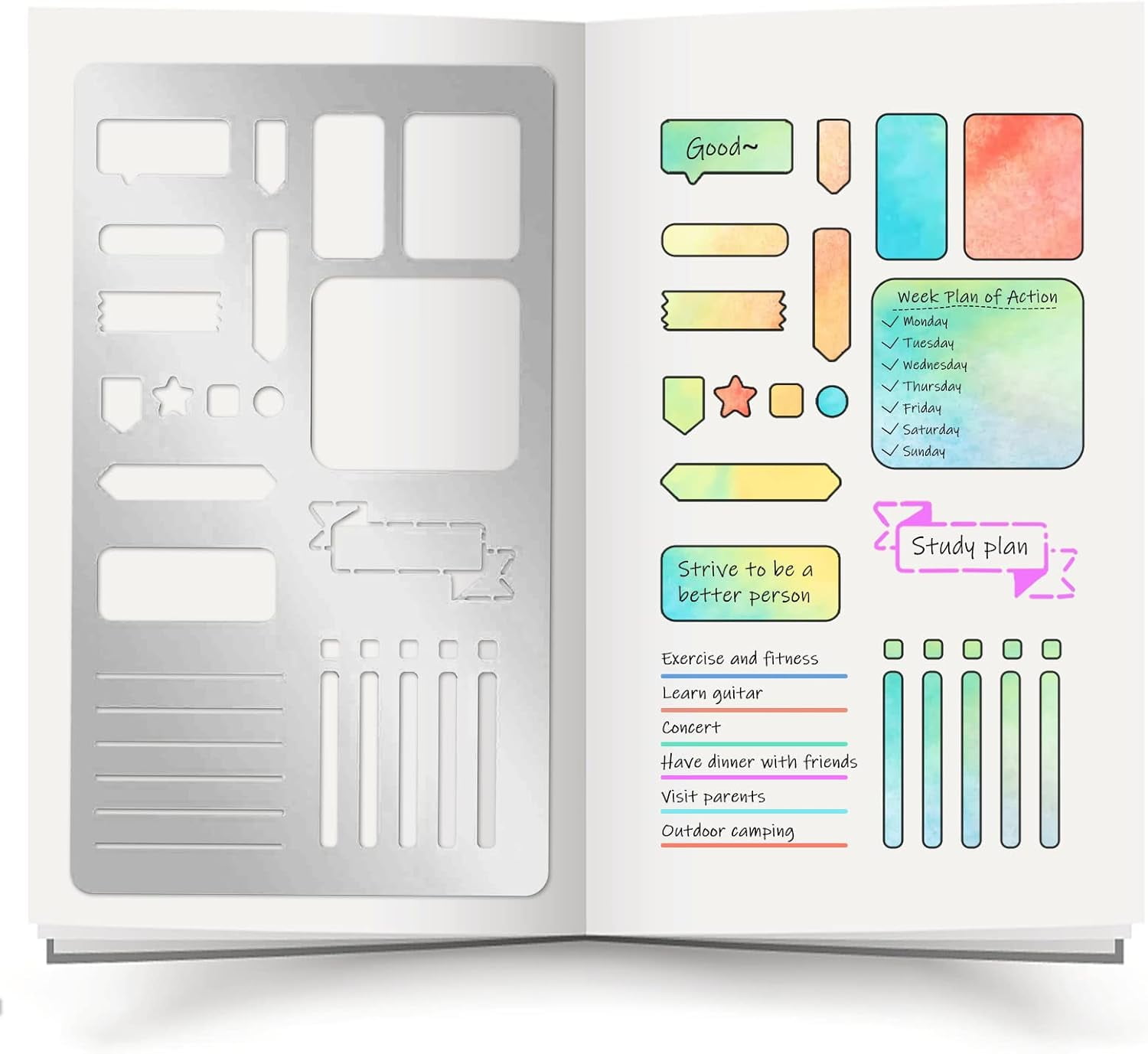 Wellsay Bookm Metal Journal Stencil 4X7 Stainless Steel Painting ...