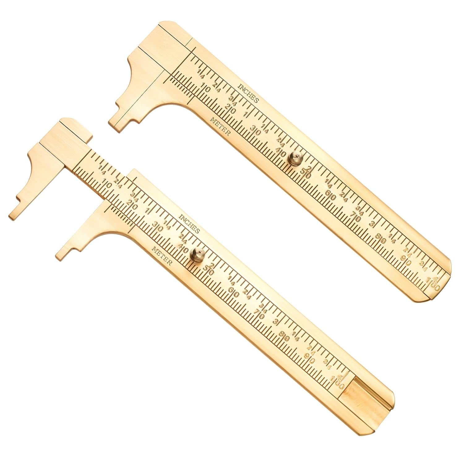Wellsay Brass Pocket Vernier Caliper, 2 Pcs Double Scale Vernier Calipers Brass Sliding Gauge ...