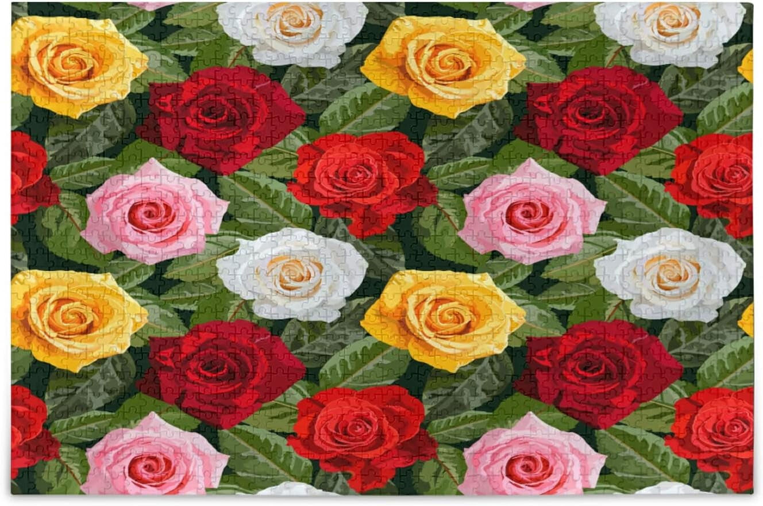 Wellsay Bright Colorful Roses Jigsaw Puzzles for Adults 1000 Piece ...
