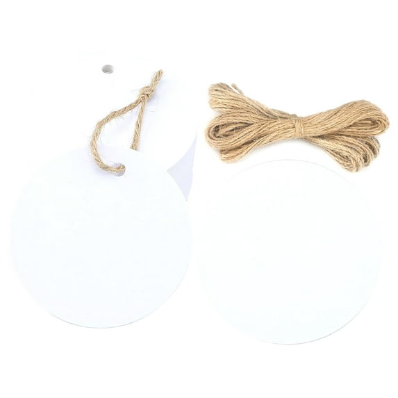 Wellsay Brown Circular Tags with Cord, 100 Pieces Round Paper Labels, 2 ...