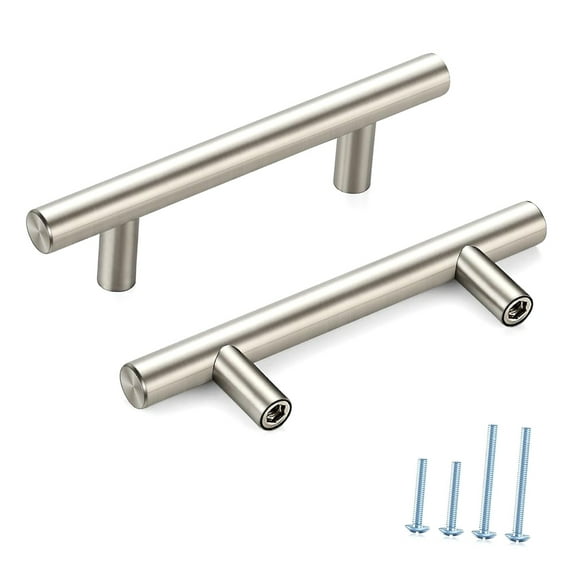 Wellsay Brushed Nickel Cabinet Handles 3-Inch Hole Spacing, Steel ...