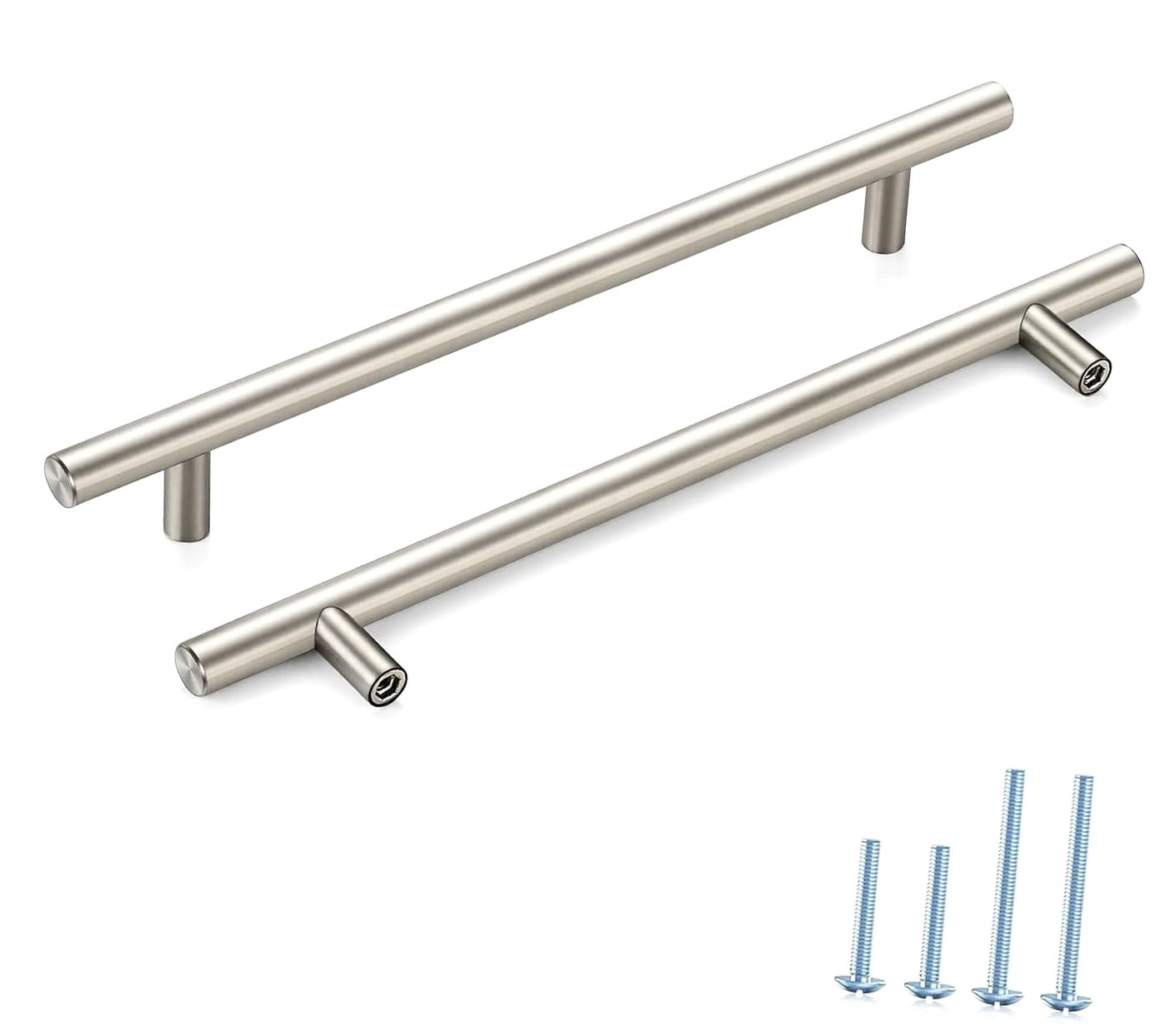 Wellsay Brushed Nickel Cabinet Handles 7-1/2 Inch Hole Spacing, Steel ...