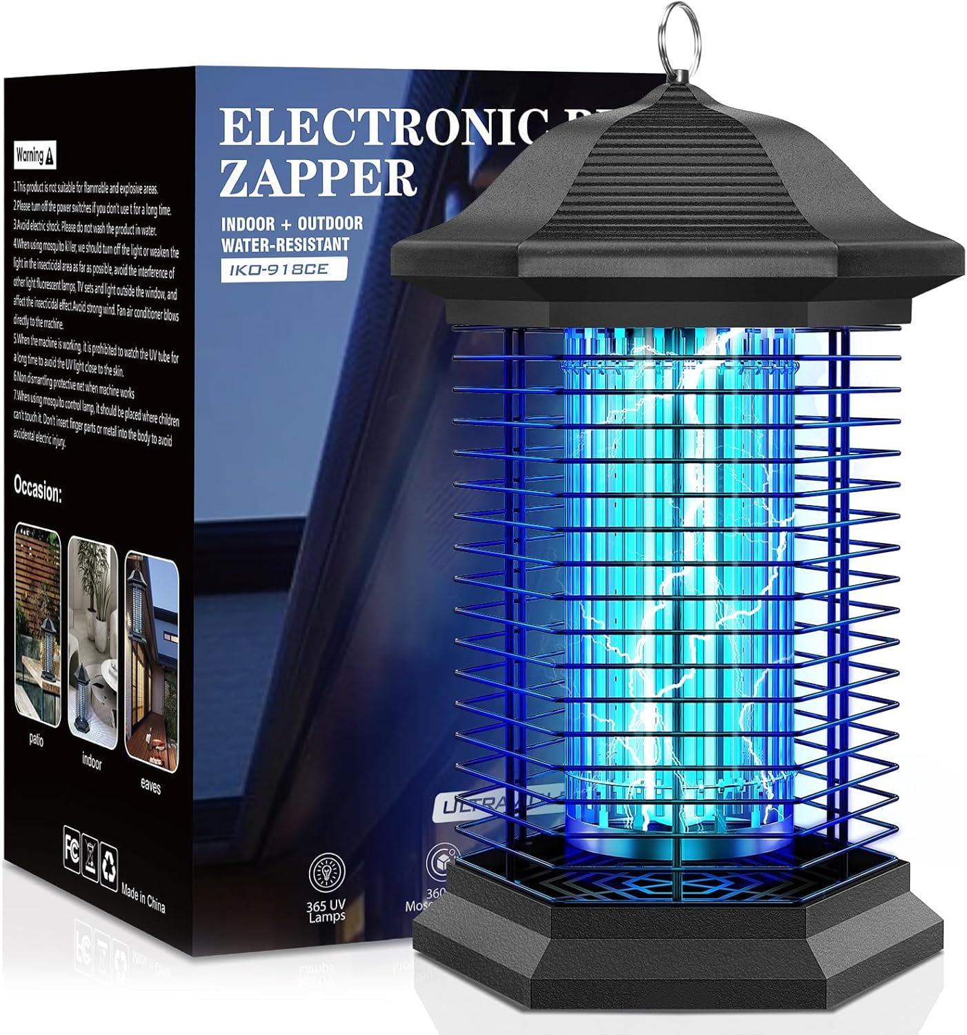 Wellsay Bug Zapper Outdoor Indoor, Electric Mosquito Zapper with 18W ...