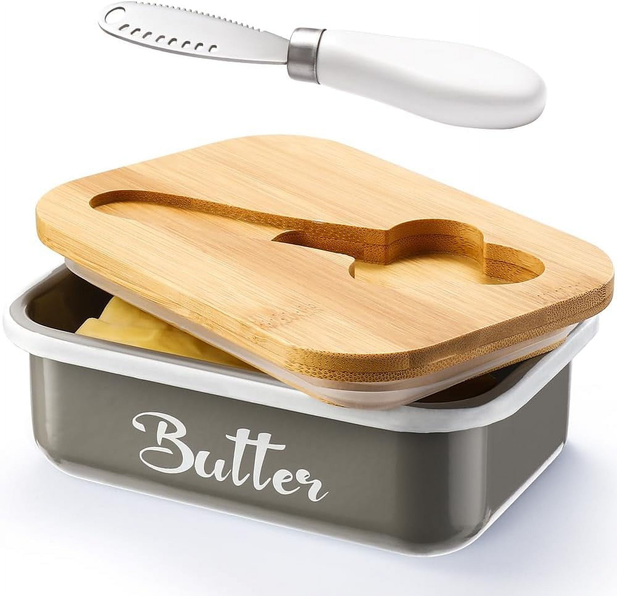 Wellsay Butter Dish with Lid for Counte, Metal Butter Keeper with ...