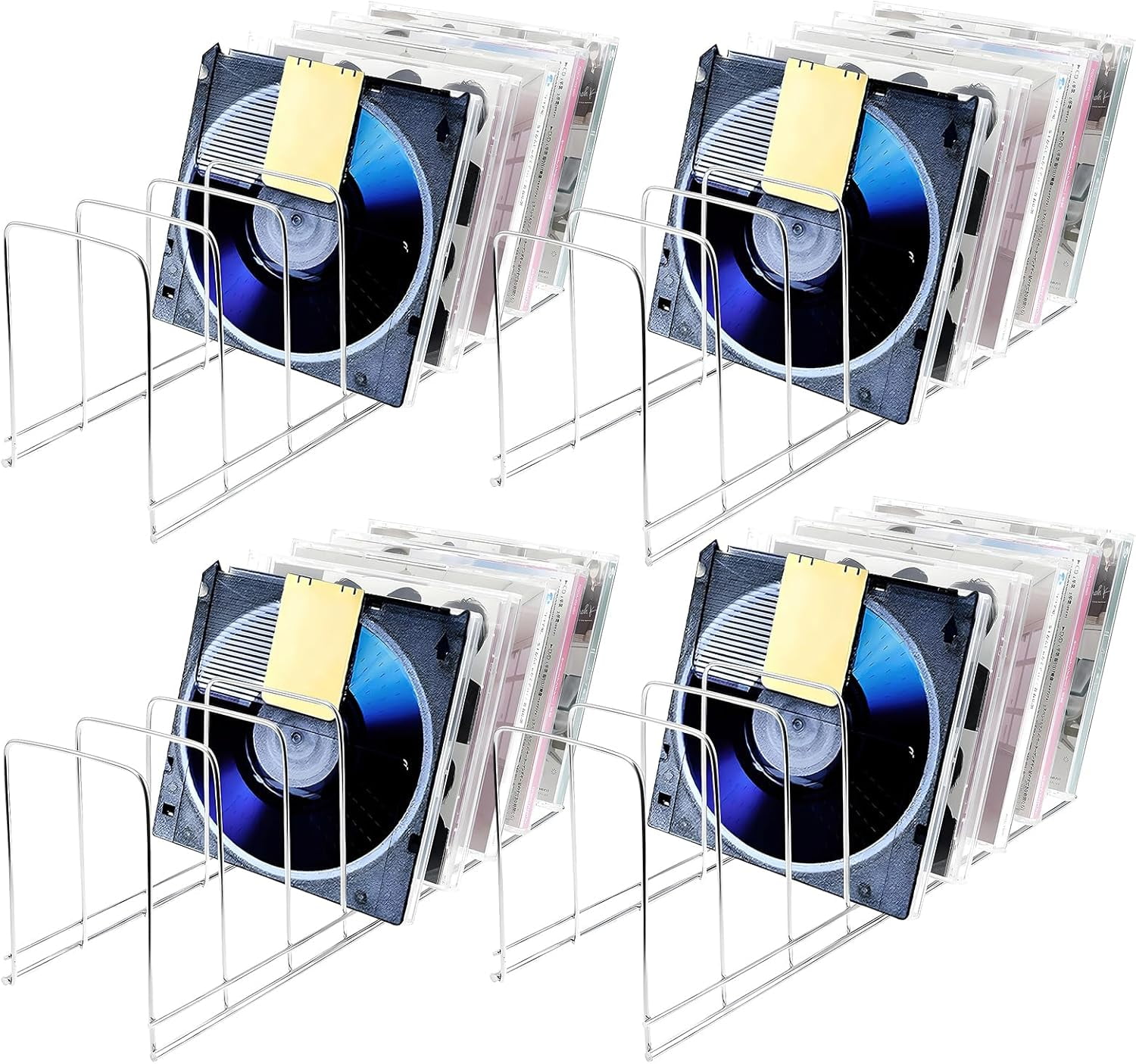 Wellsay CD Holder 4 Pack, CD Storage Rack Organizer Stand, CD Display ...