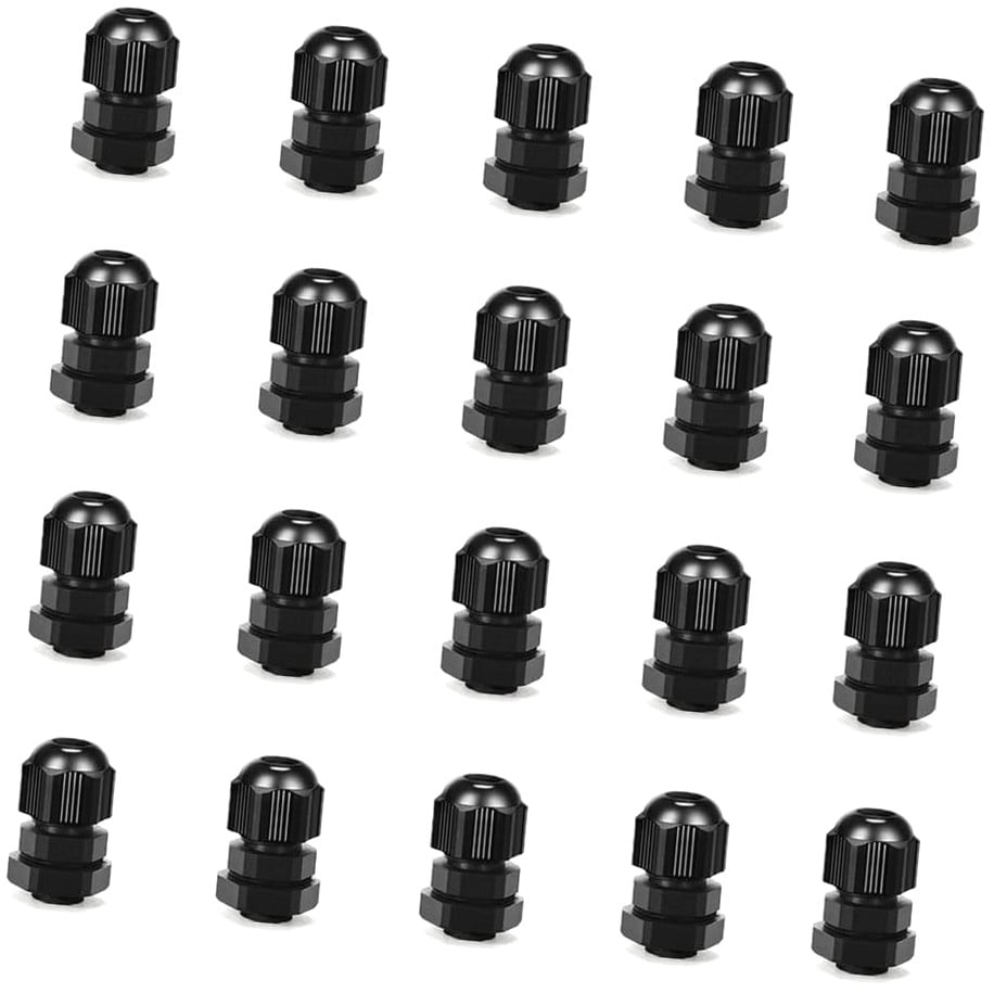 Wellsay Cable Gland 20 Pack Plastic Connector 3-7mm PG7 Strain Cord ...