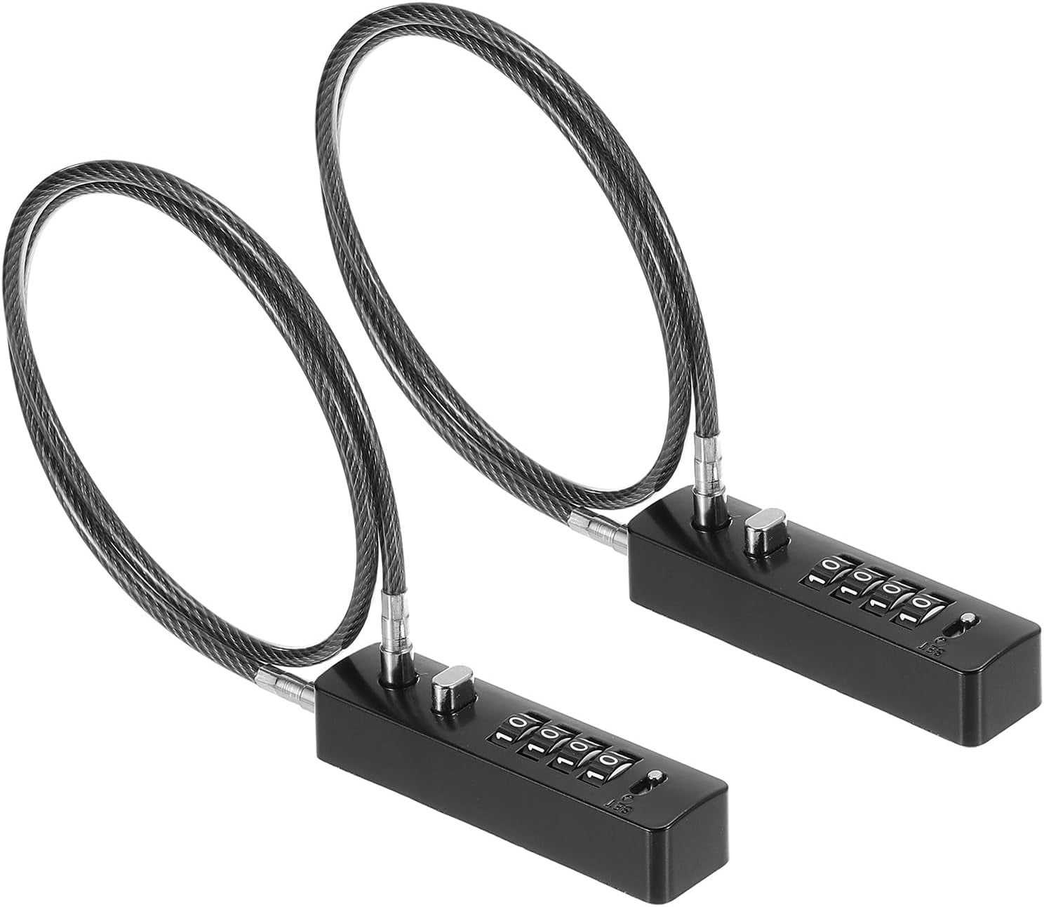 Wellsay Cable Lock with Combination, 2 Pack 4-Digit Combination Lock 24 ...