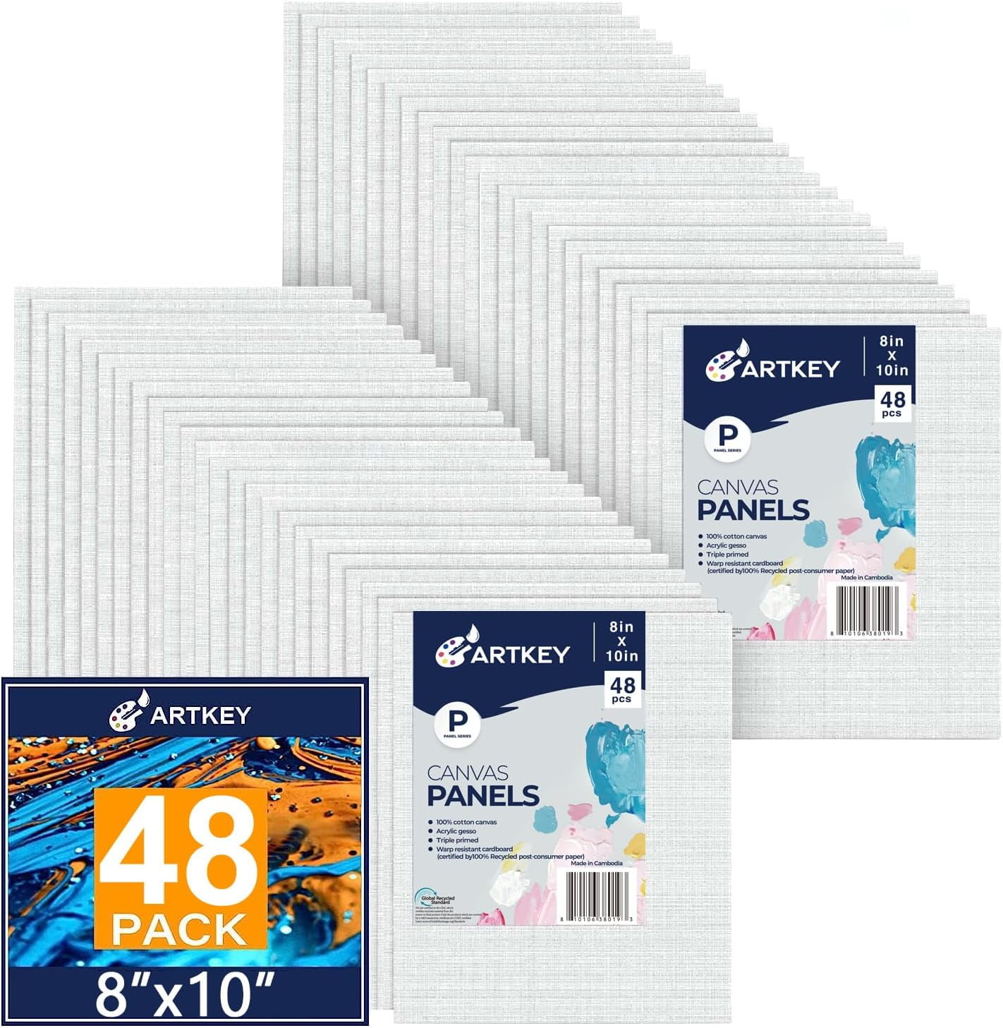 Wellsay Canvases for Painting 8x10 Inch 48-Pack, 10 oz Primed 100% ...