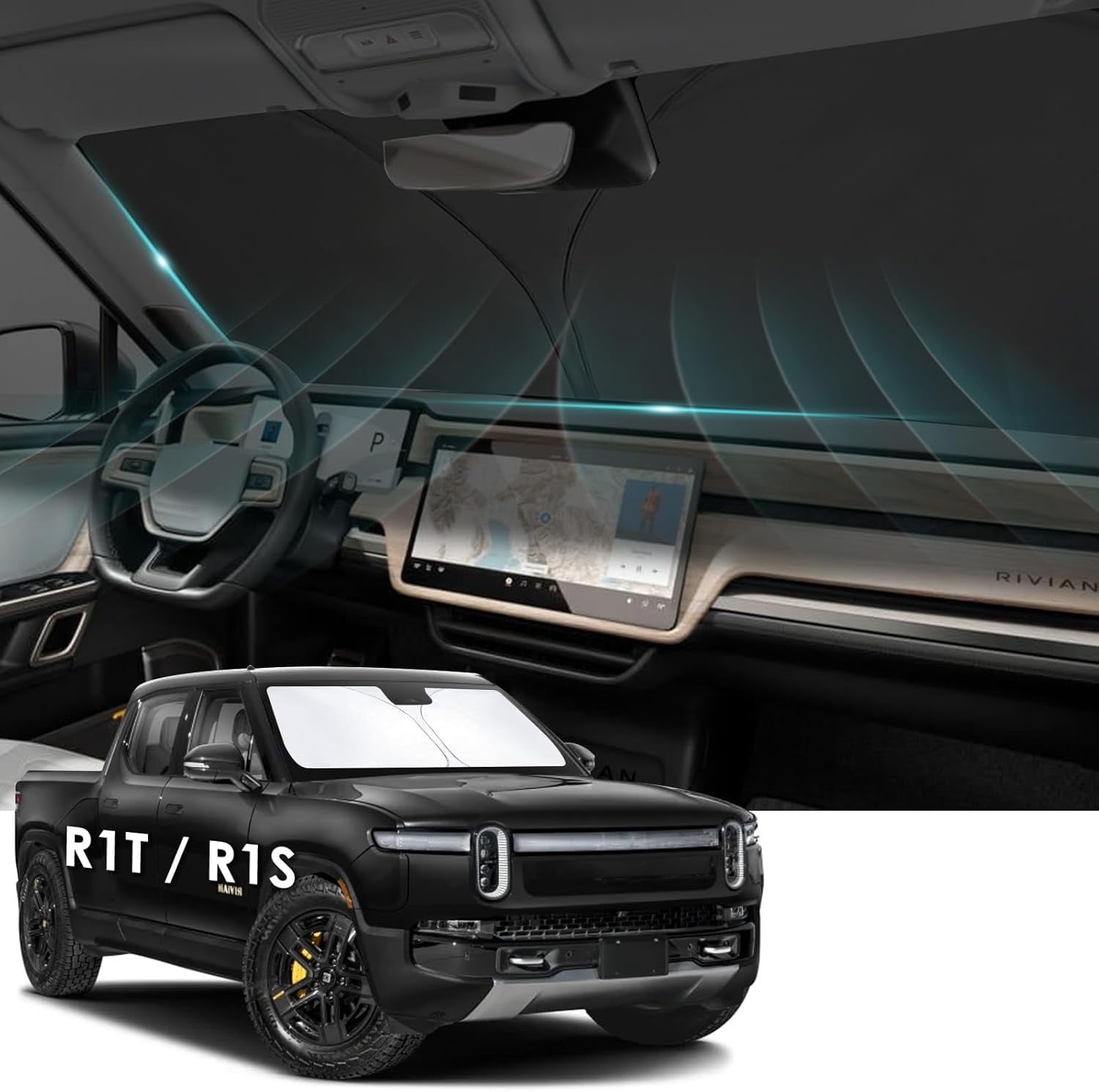 Wellsay Car Sunshade Windshield Accessories for Rivian R1T& R1S [Dual ...